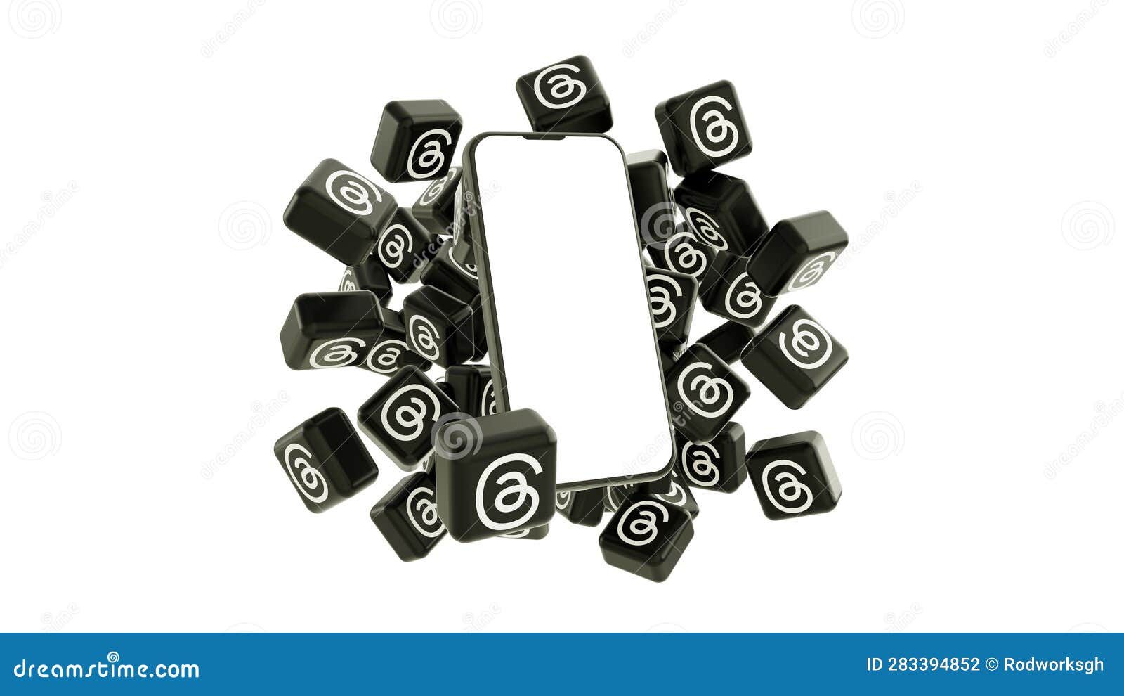 Mobile Phone with Blank Screen Surrounded with Threads Logos Isolated ...