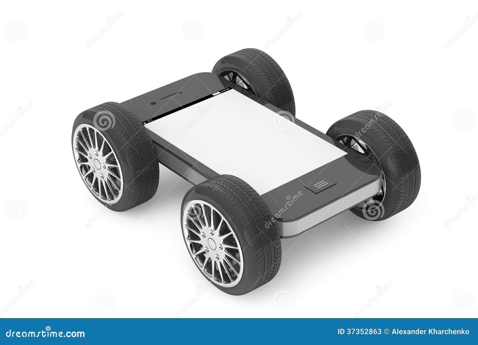 Mobile Phone with Blank Screen on Wheels Stock Image - Image of ...