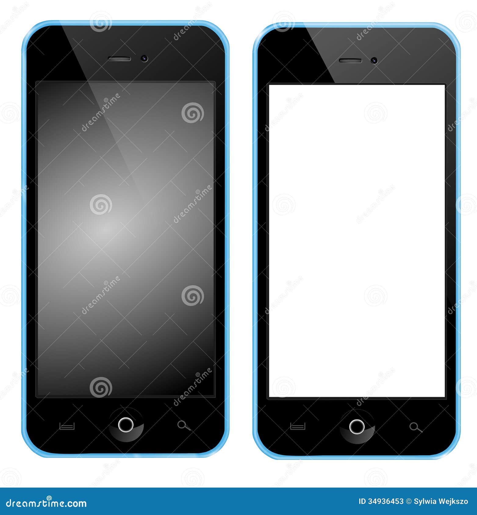 Mobile phone with blue box stock illustration. Illustration of ...