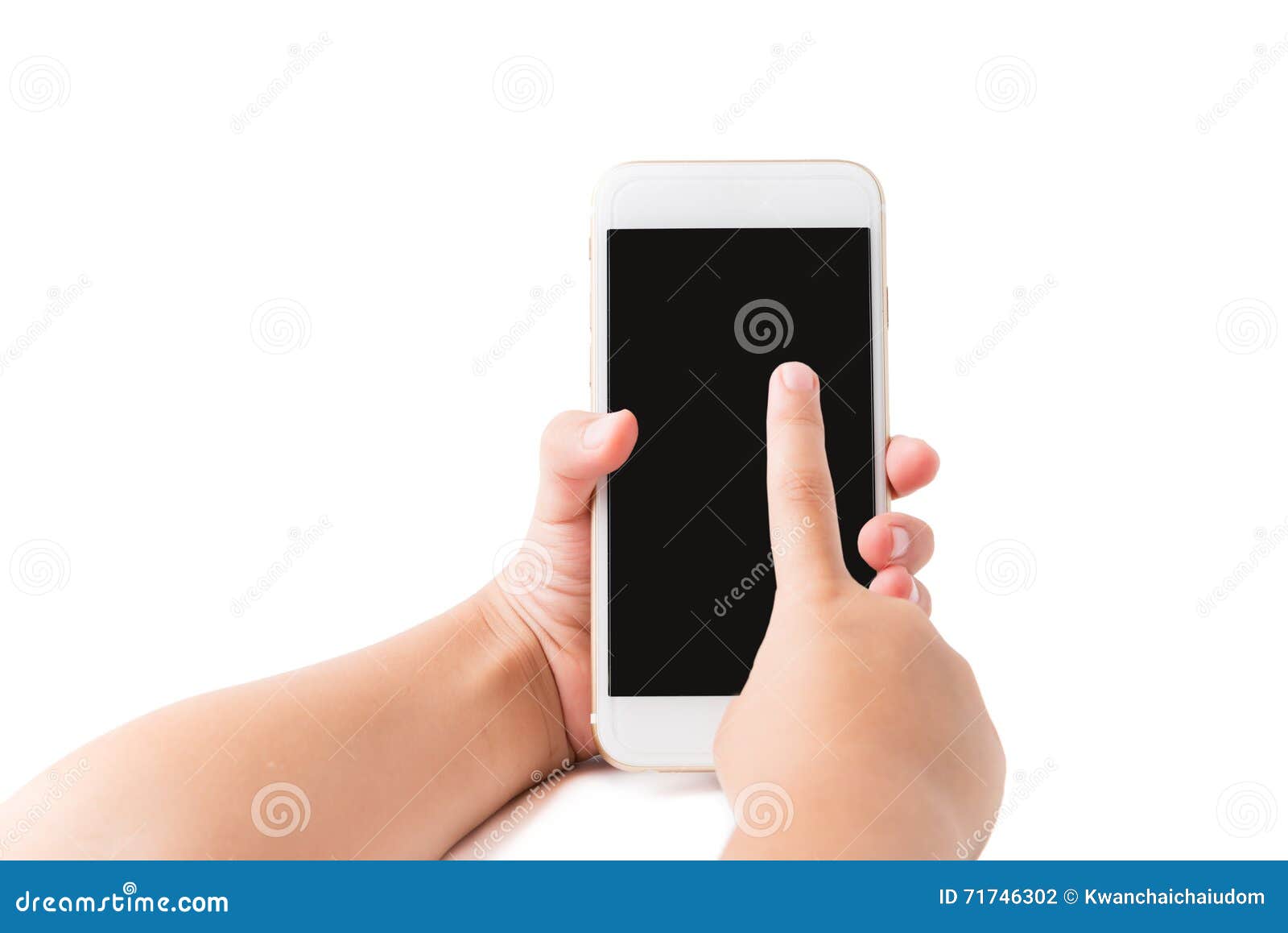 Mobile Phone in Boy Hand Isolated Stock Photo - Image of finger, blank ...