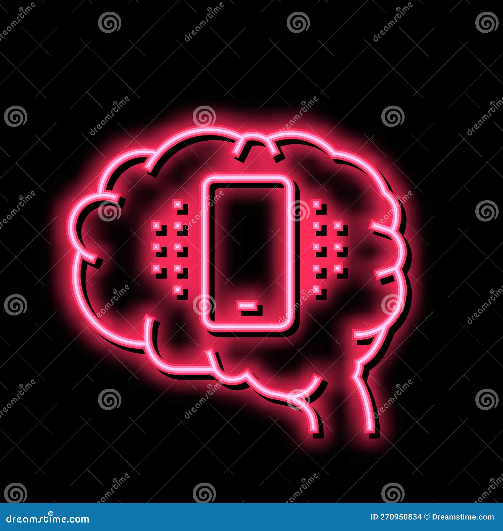 Mobile Phone Brain Neon Glow Icon Illustration Stock Vector ...