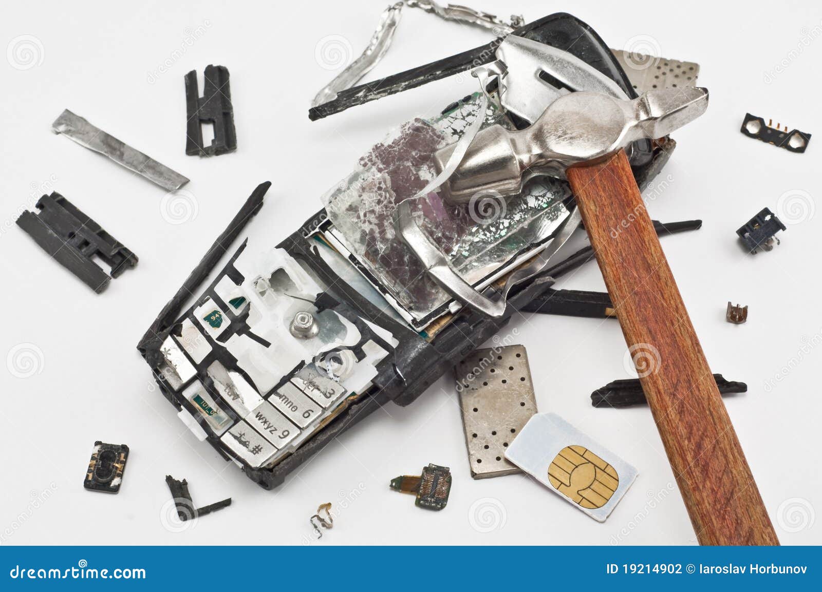 Mobile Phone Broken with a Hammer Stock Photo - Image of destruction ...