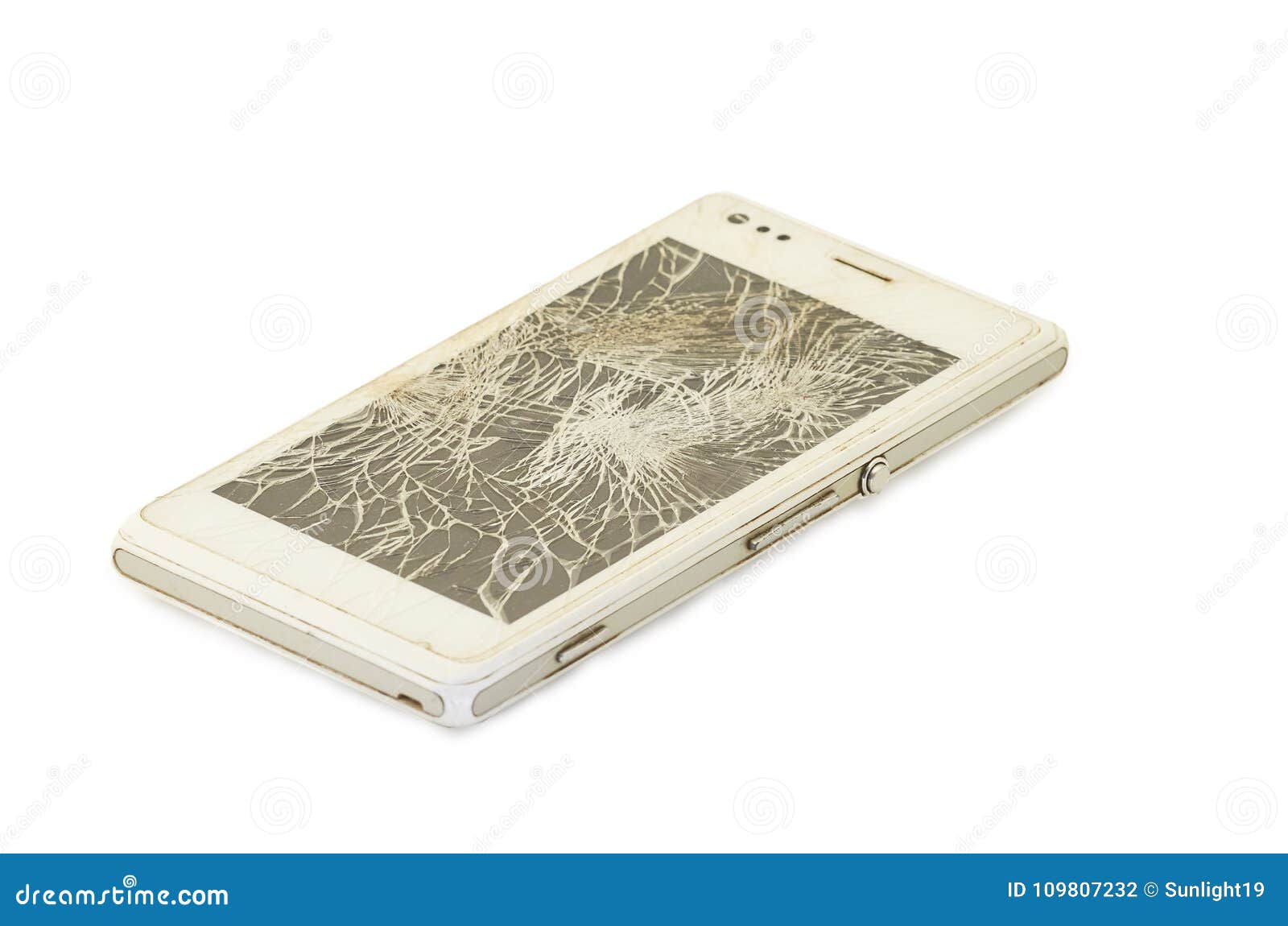 Mobile Phone with Broken Screen, White Smartphone Stock Photo - Image ...