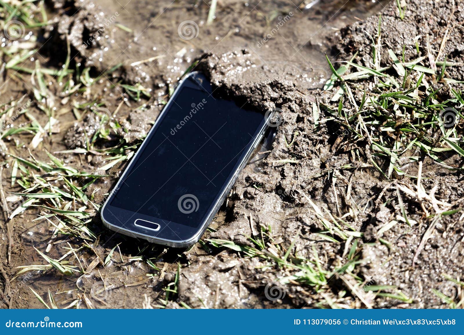 Mobile Phone in Brown Mud with Water Stock Photo - Image of broken ...