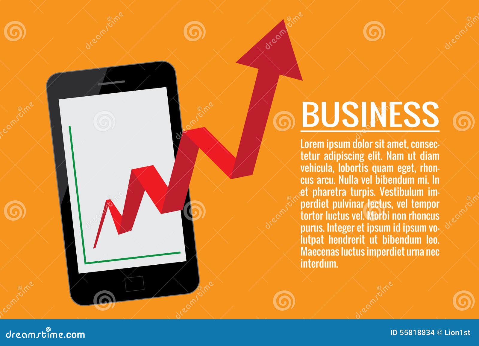 Mobile Phone with Business Graph Stock Vector - Illustration of ...