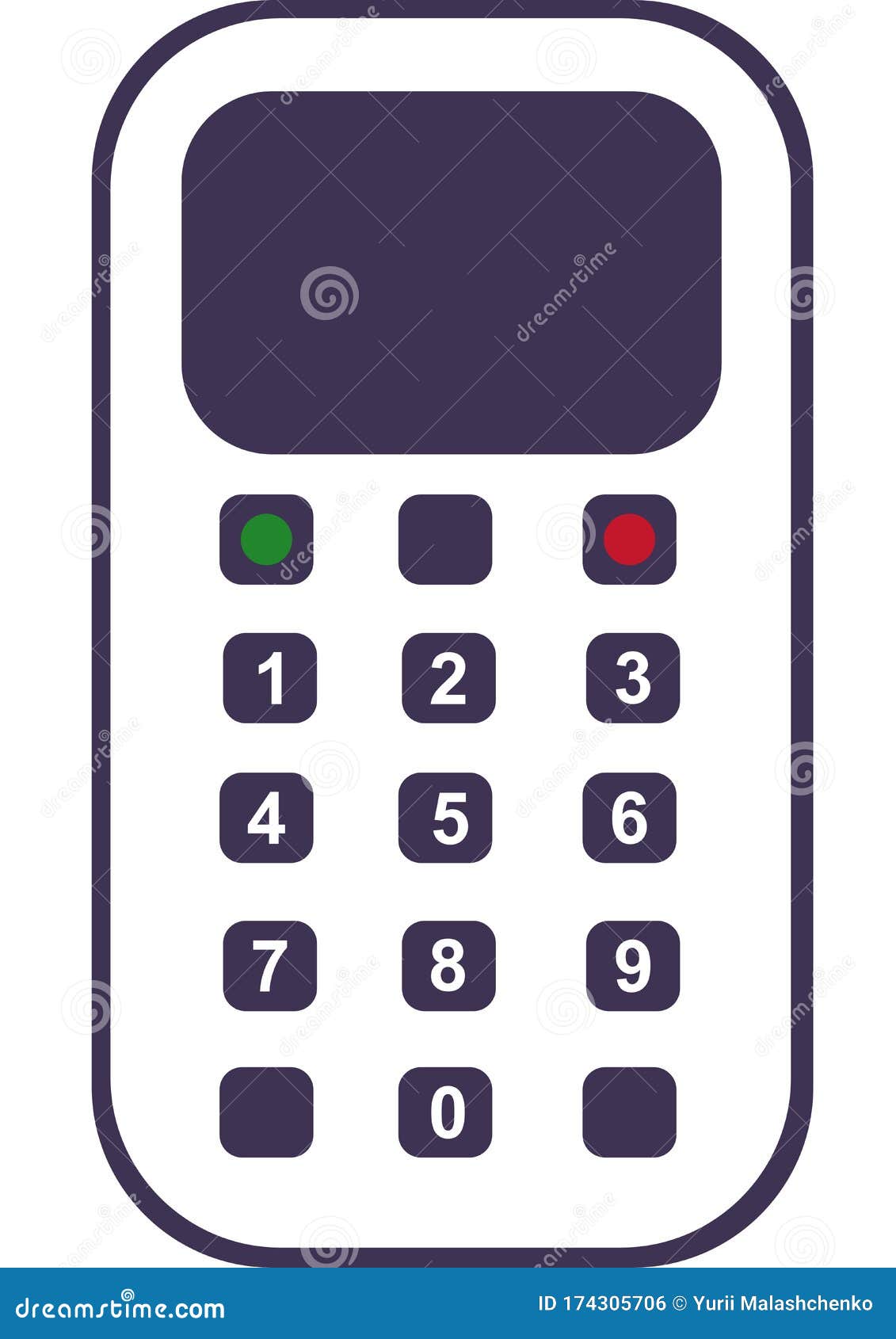 Mobile Phone with Buttons on a White Background Stock Illustration ...