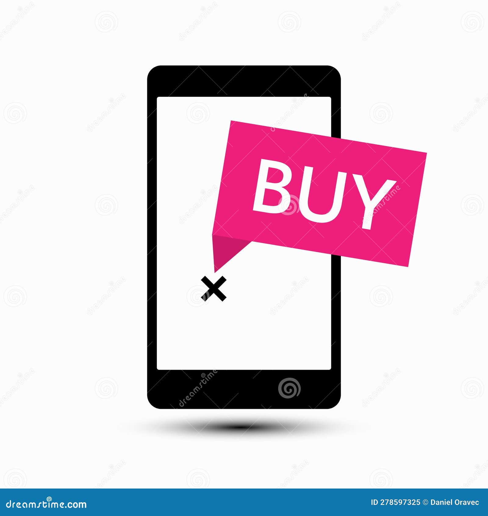 Mobile Phone with Buy Symbol Isolated on White Background Stock ...