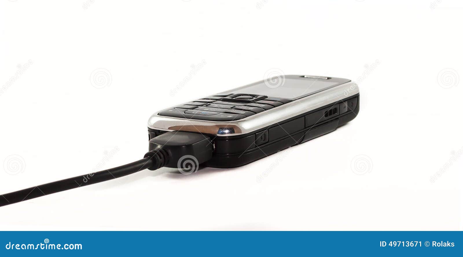 Mobile phone with cable stock image. Image of equipment - 49713671