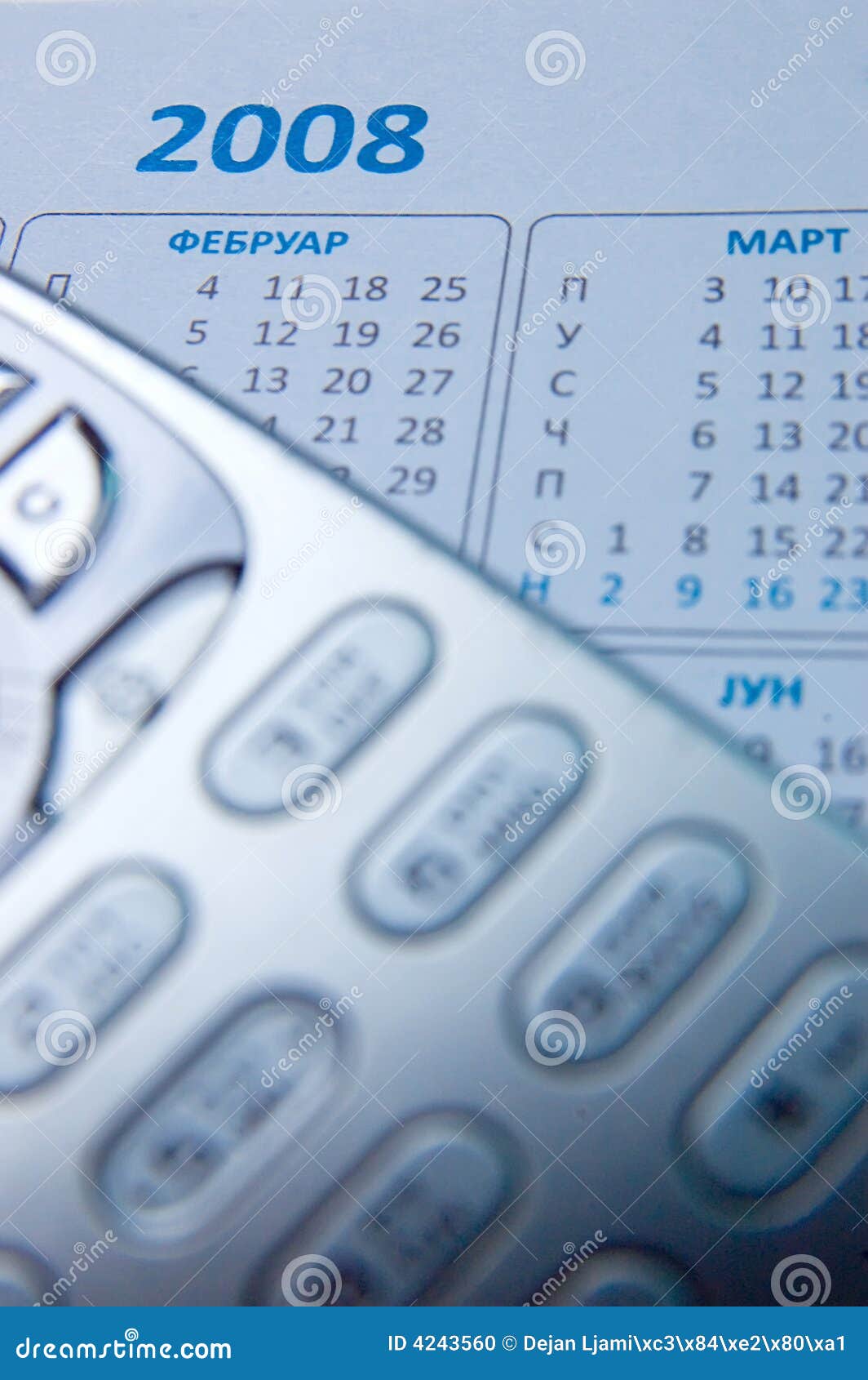 Mobile Phone and Calendar 2008 Stock Photo - Image of cellular, call ...