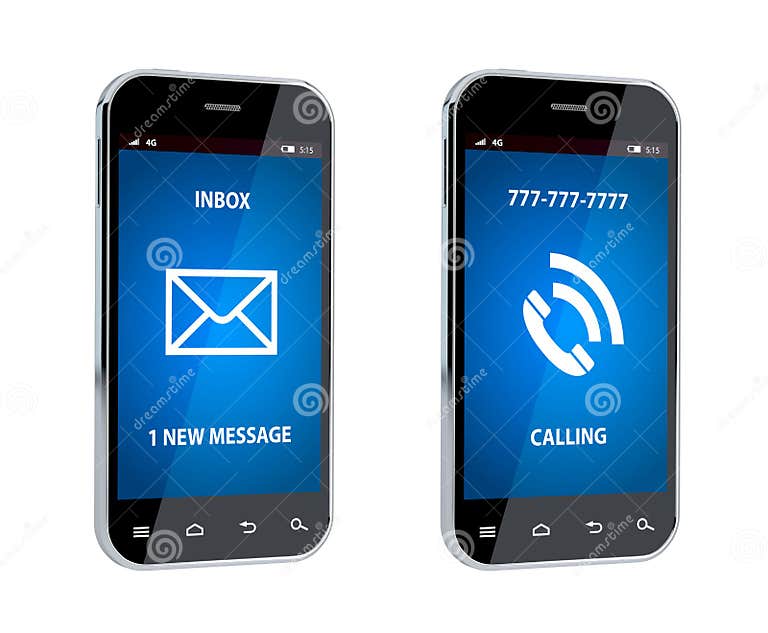 Mobile Phone with Call and Message Sign Stock Illustration ...