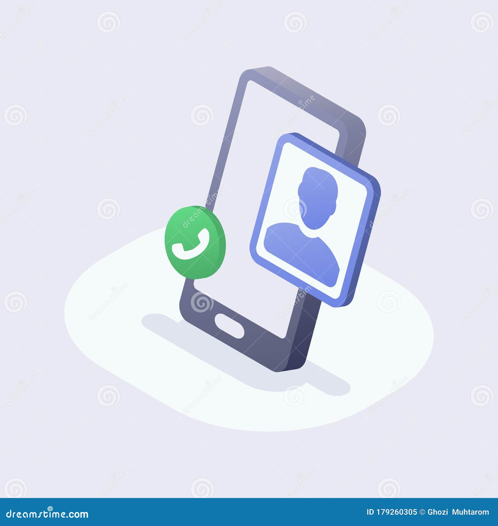 Mobile Phone Call User Profile Concept with Modern Isometric Style ...