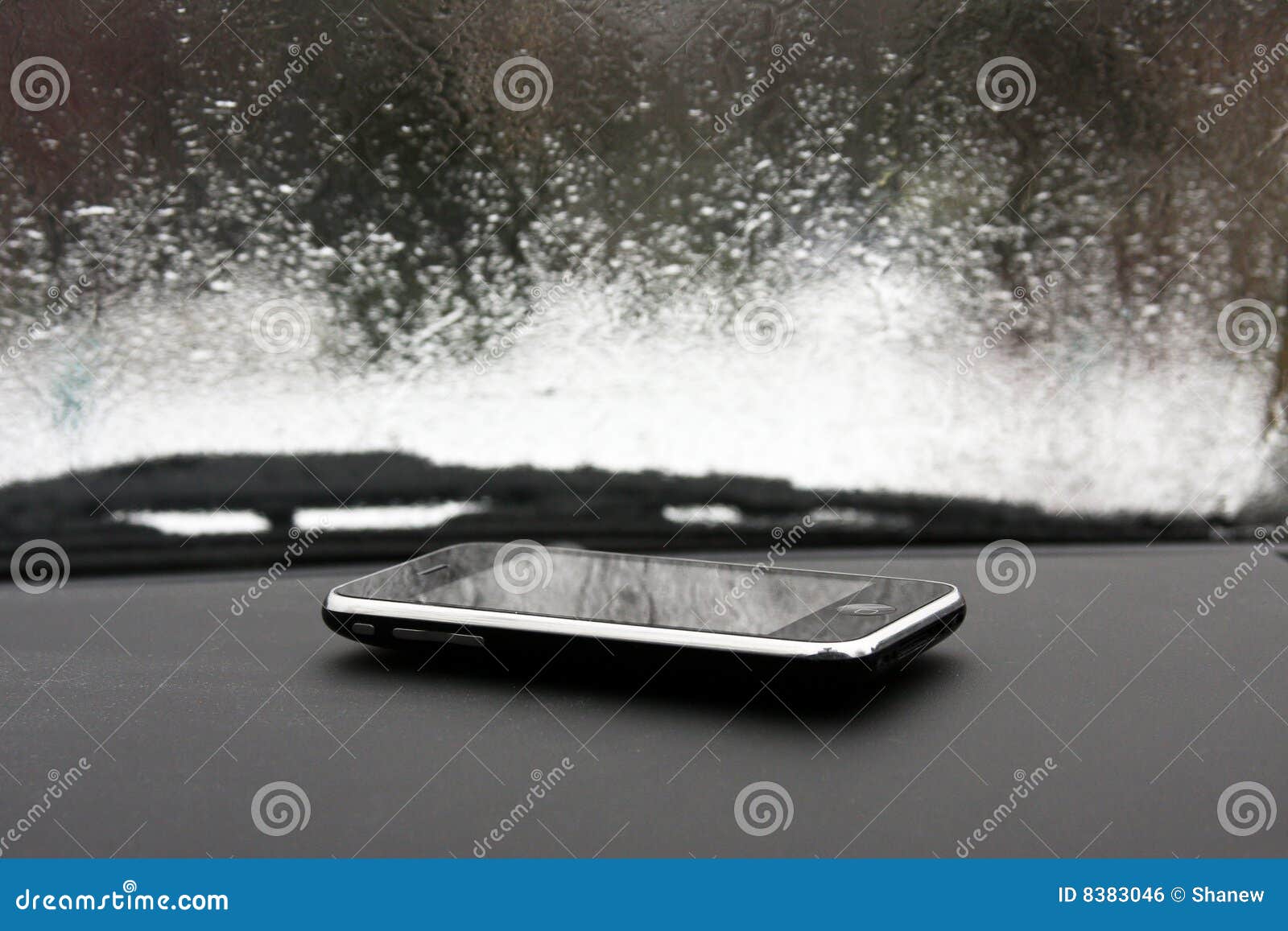 Mobile Phone in Car with Rain Stock Photo - Image of interior ...