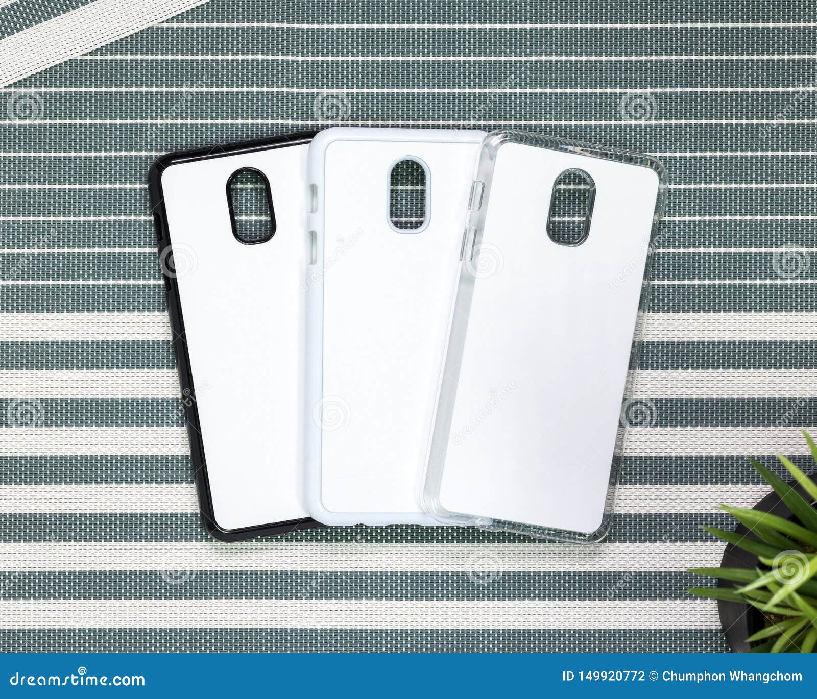 Mobile Phone Case on Stripes Background. Back View of Phone Case ...