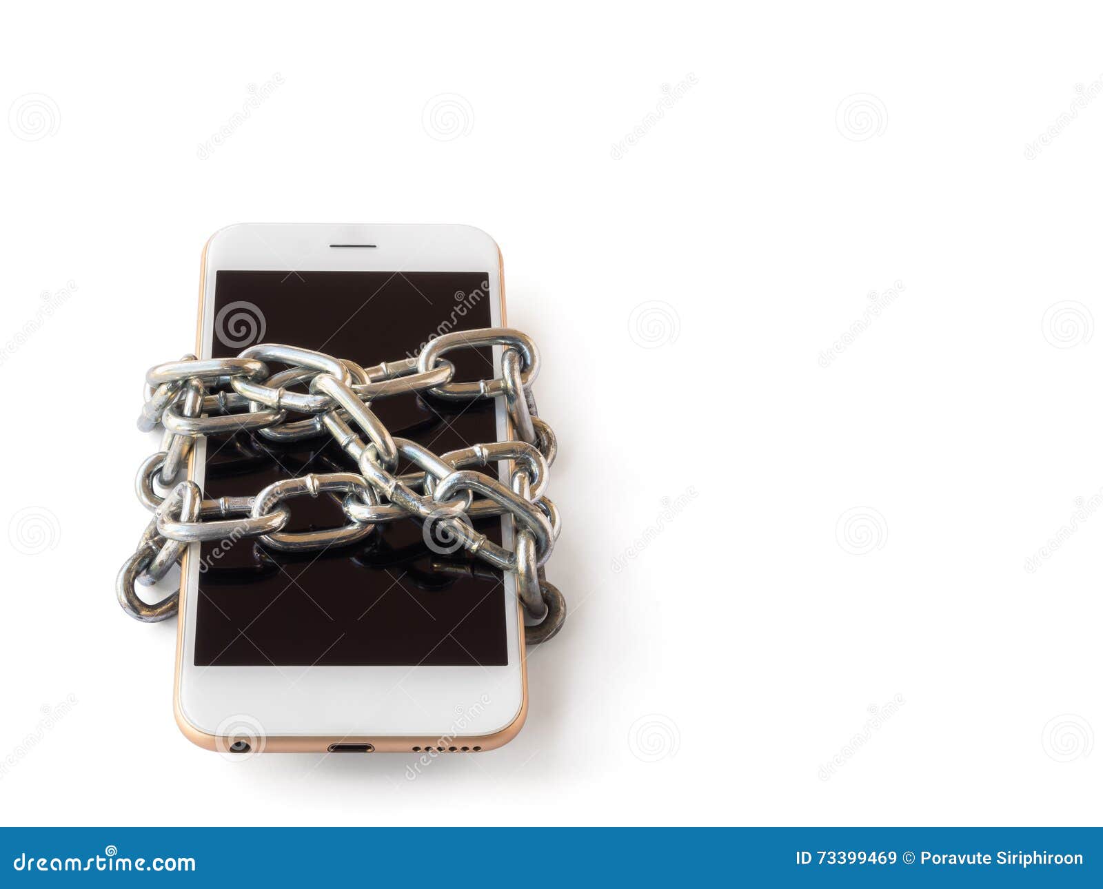 Mobile Phone with Chain Locked Isolate Stock Image - Image of data ...