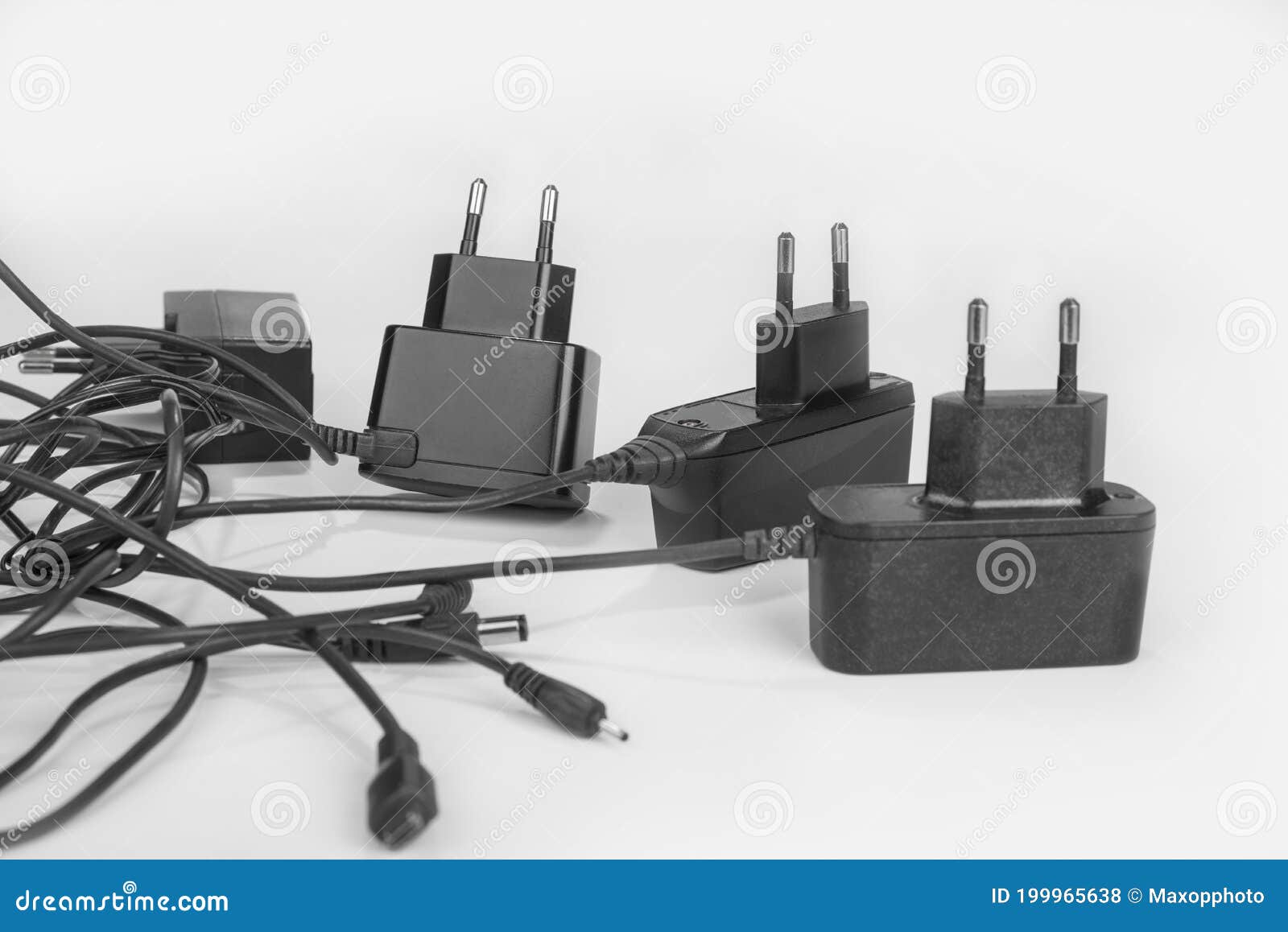 Mobile Phone Chargers on a White Background Stock Photo - Image of ...