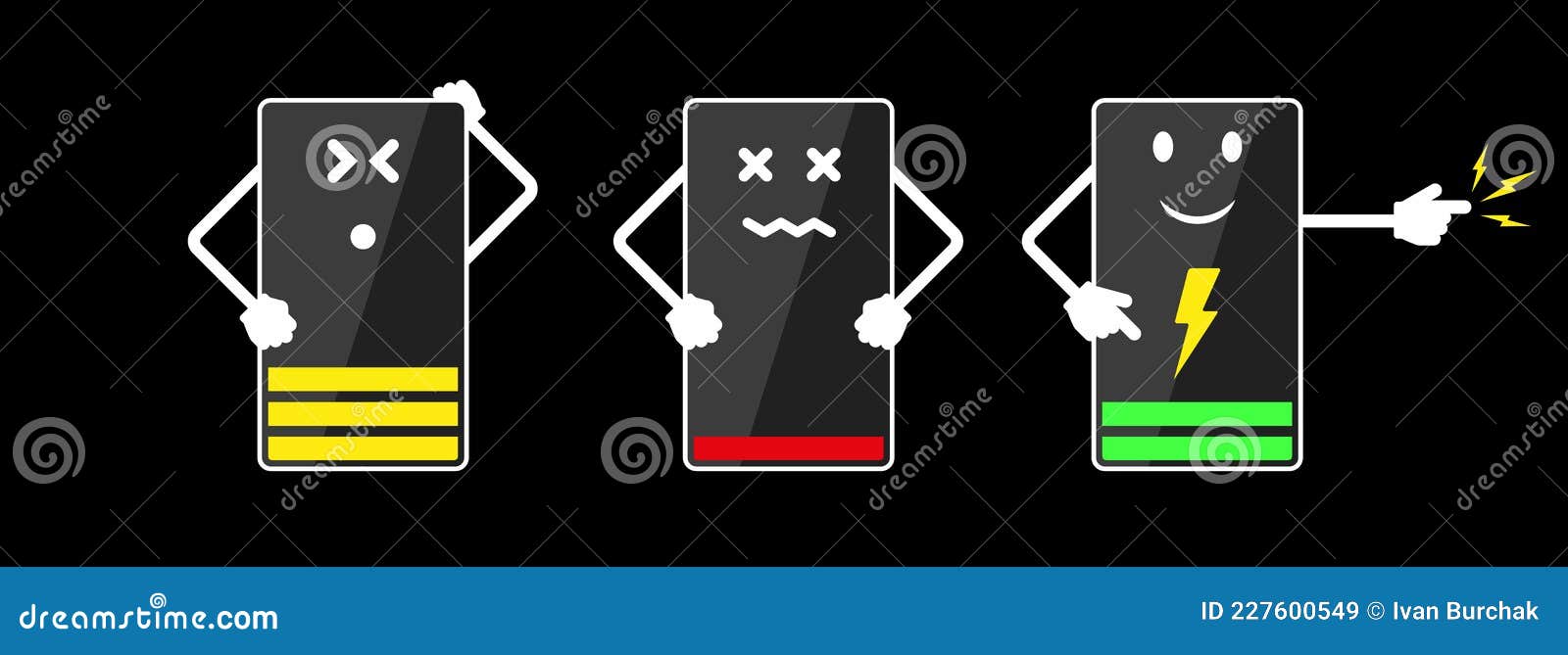 Mobile Phone Charging Funny Cartoon Character. Vector Illustration ...