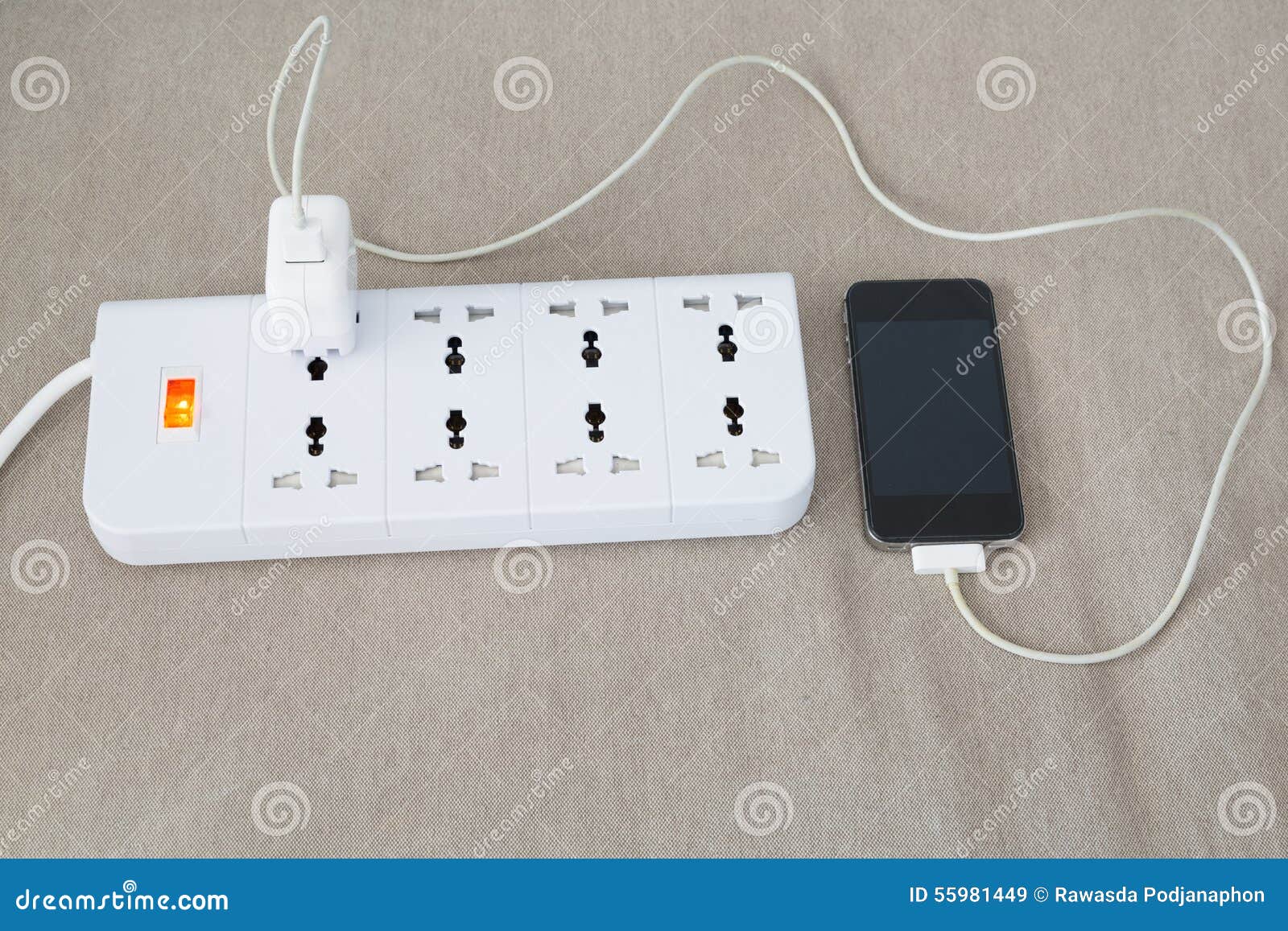 Mobile Phone is Charging on Power Cord Stock Image - Image of danger ...