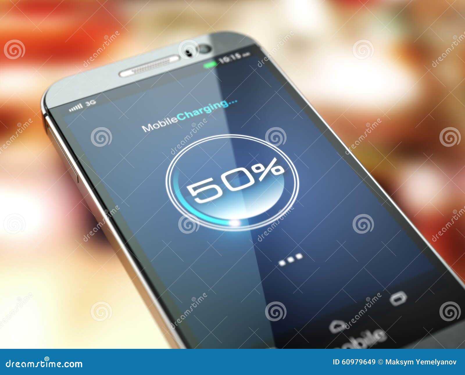 Mobile Phone Charging. Smartphone with Charge Battery Level on T Stock ...