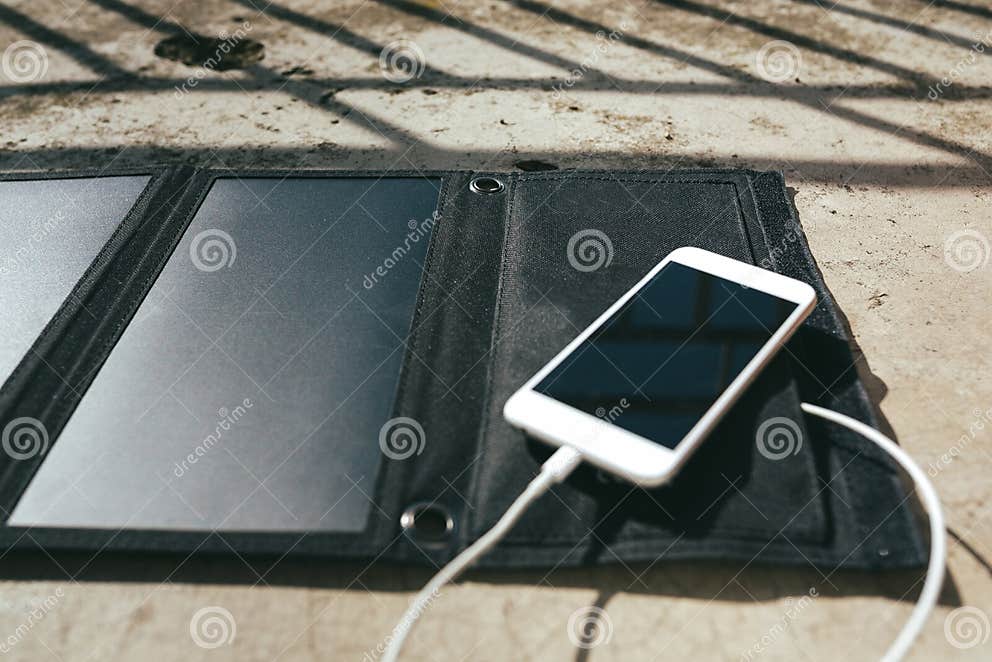 Mobile Phone is Charging from the Solar Panel Stock Image - Image of ...
