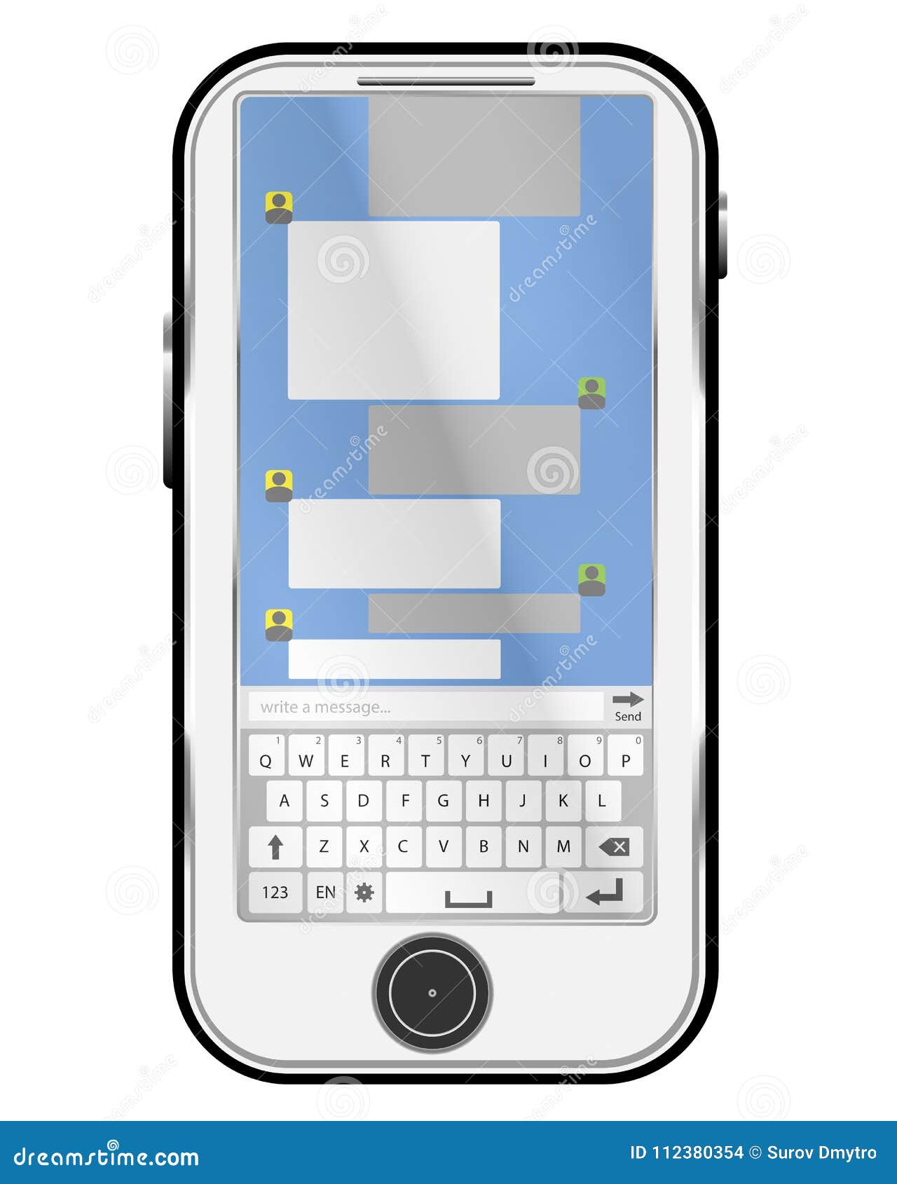 Mobile Phone Chat with Keyboard and Dialogue Stock Illustration ...