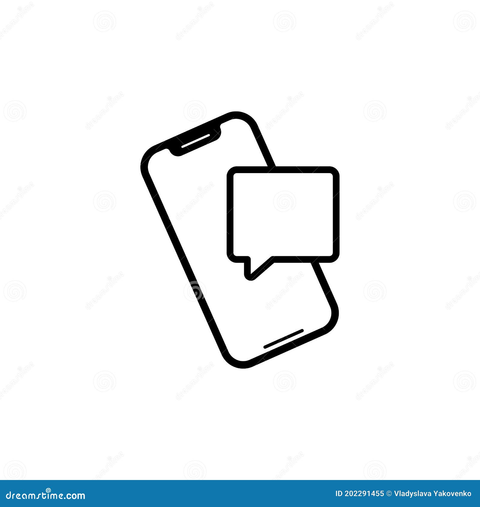 Mobile Phone Chat Message Line Icon. Smartphone and Pop Up Message. Sms ...