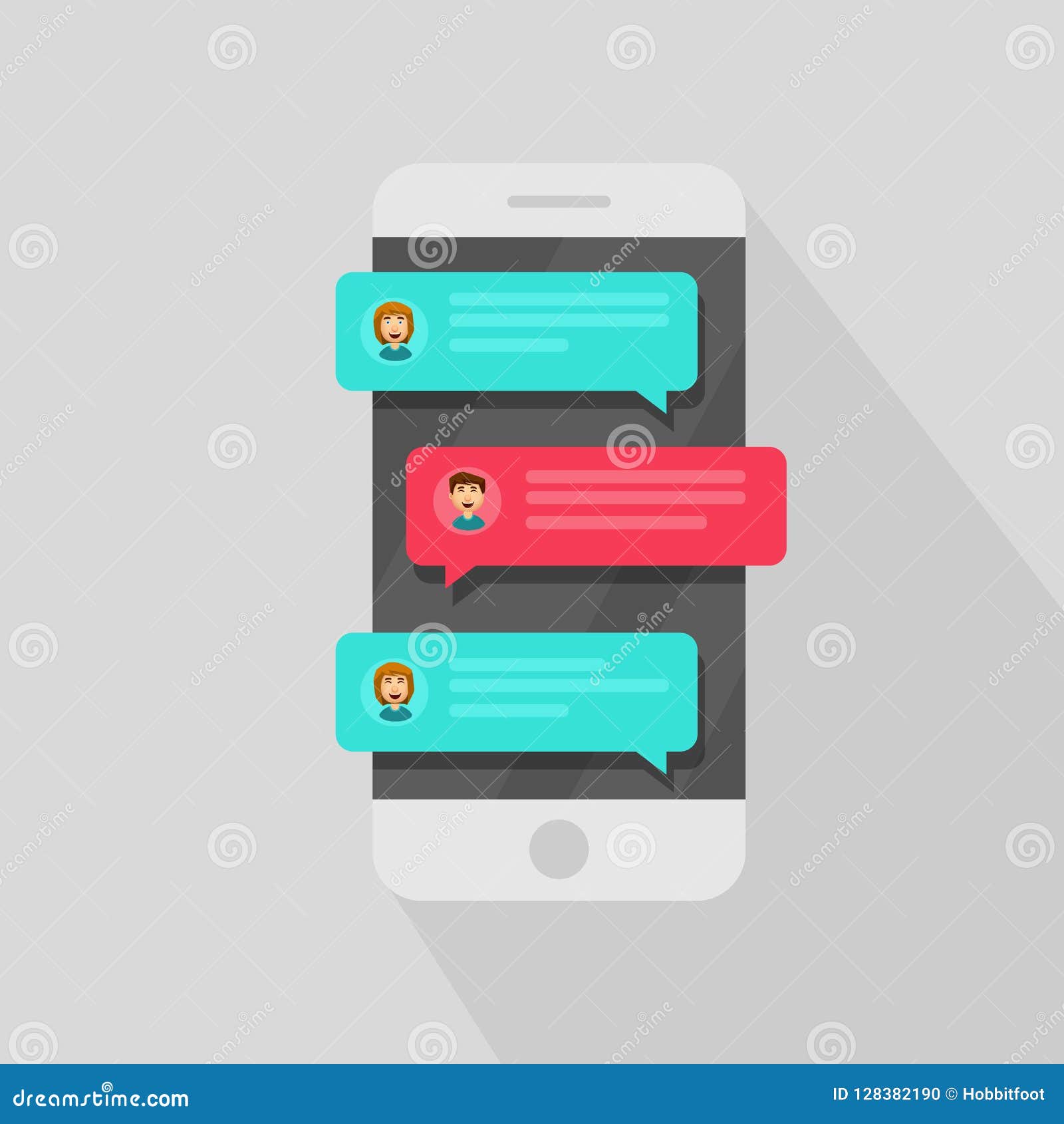 Mobile Phone Chat Message Notifications. Chatting Bubble Speeches ...