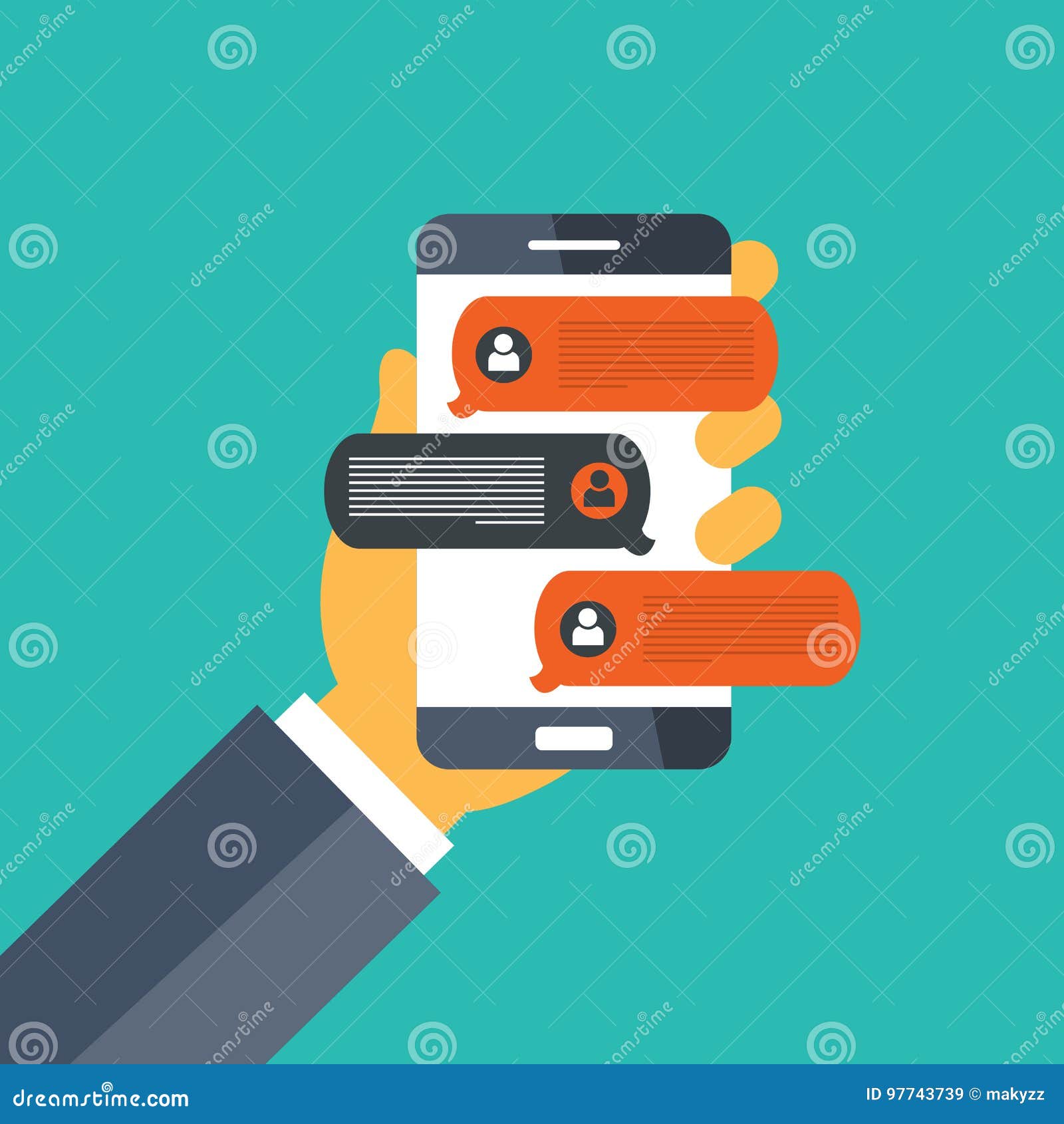 Mobile Phone with Chat Message Notifications Stock Vector ...