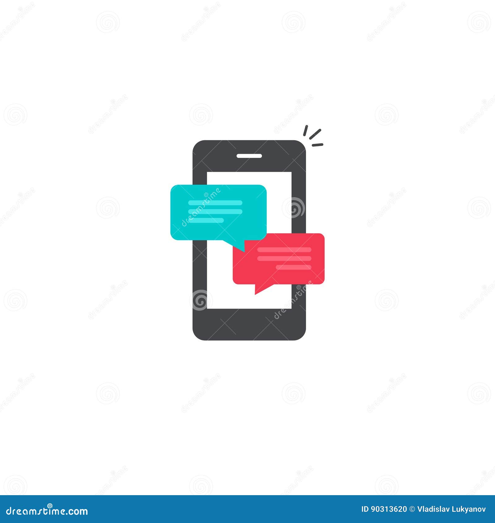 Mobile Phone Chat Message Notifications Vector Icon, Smartphone ...