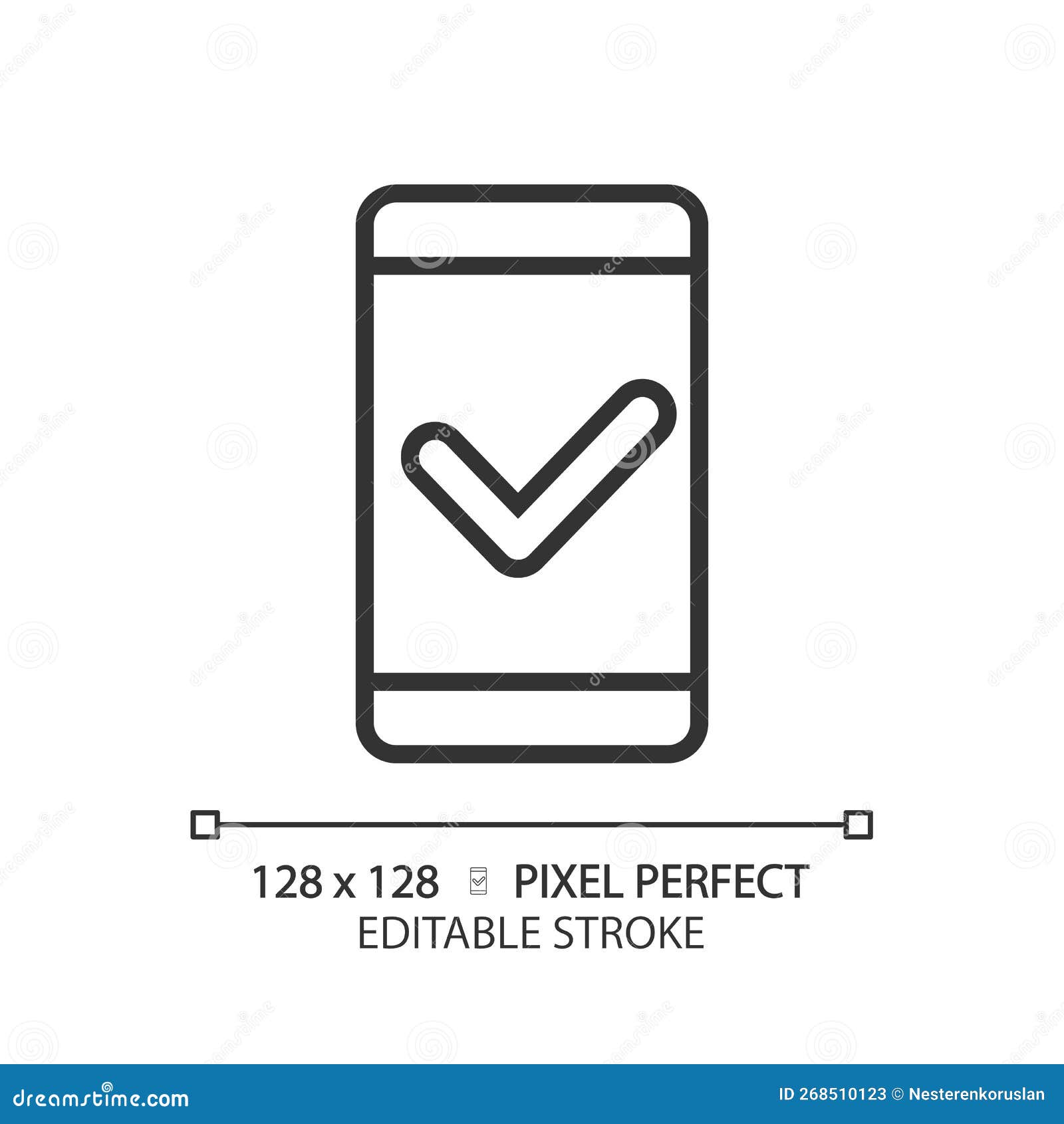Mobile Phone with Check Mark Pixel Perfect Linear Icon Stock Vector ...