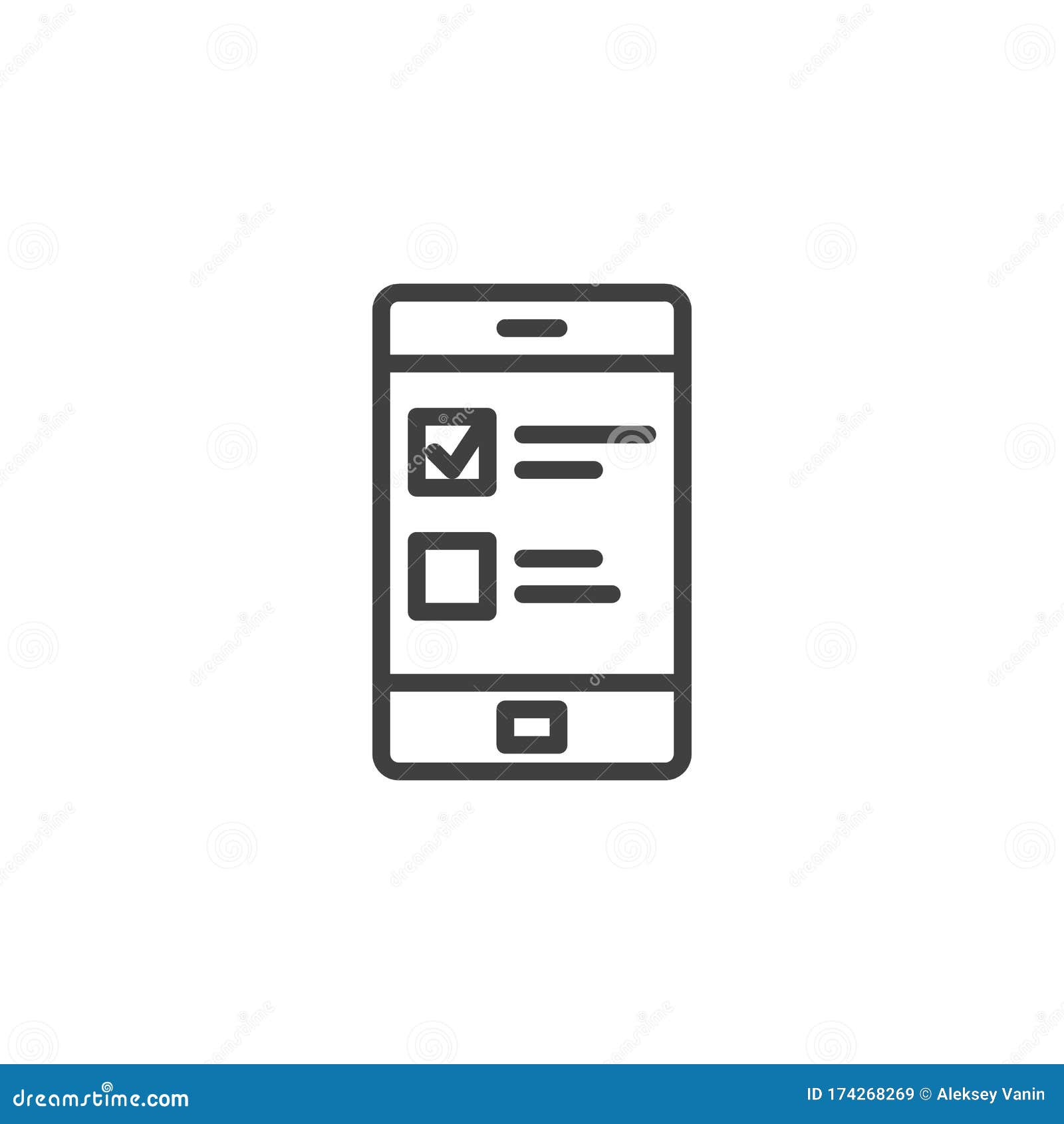 Mobile Phone Checklist Line Icon Stock Vector - Illustration of ...