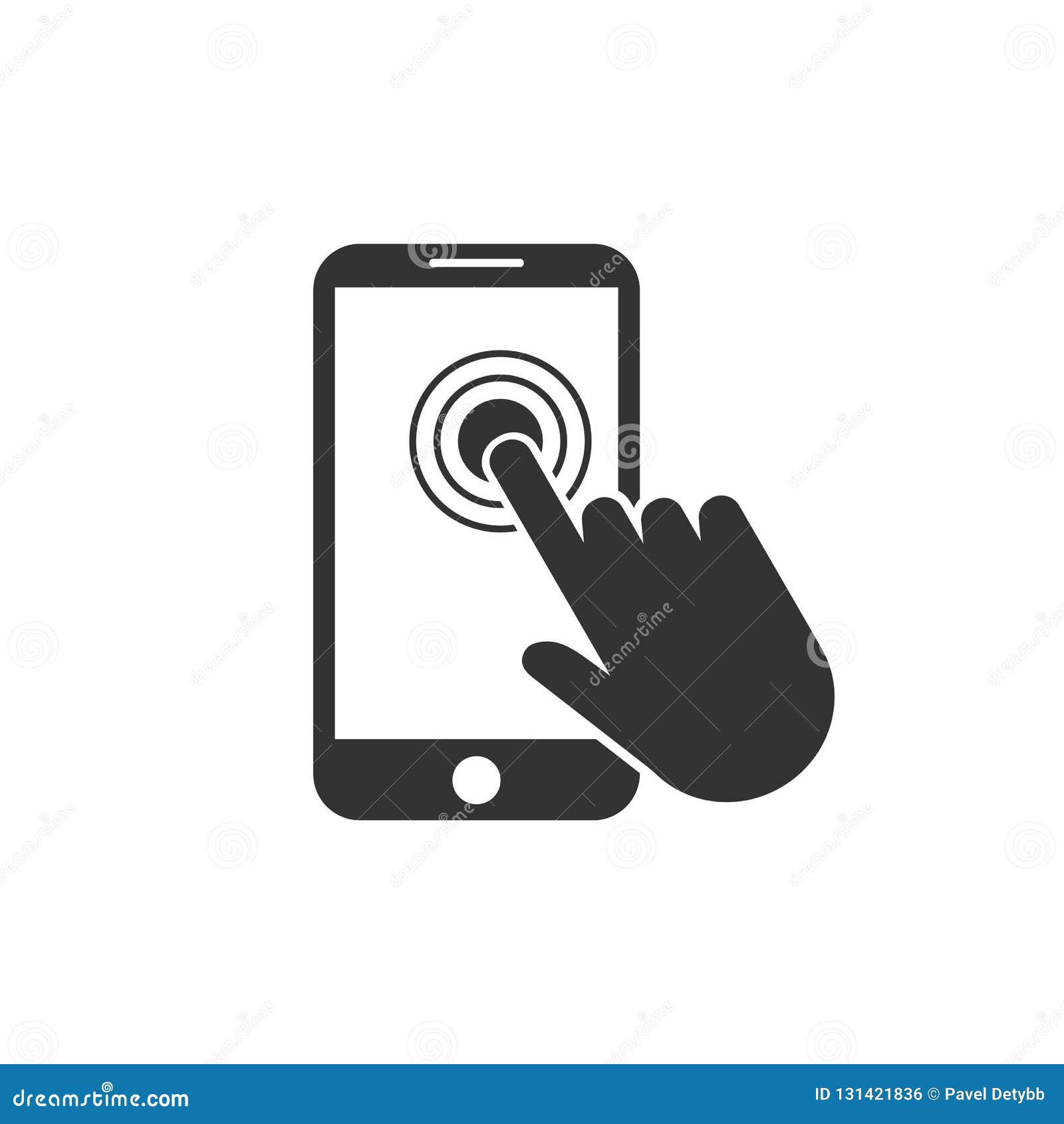 Mobile Phone Click Icon. Vector Illustration. Flat Design Stock ...
