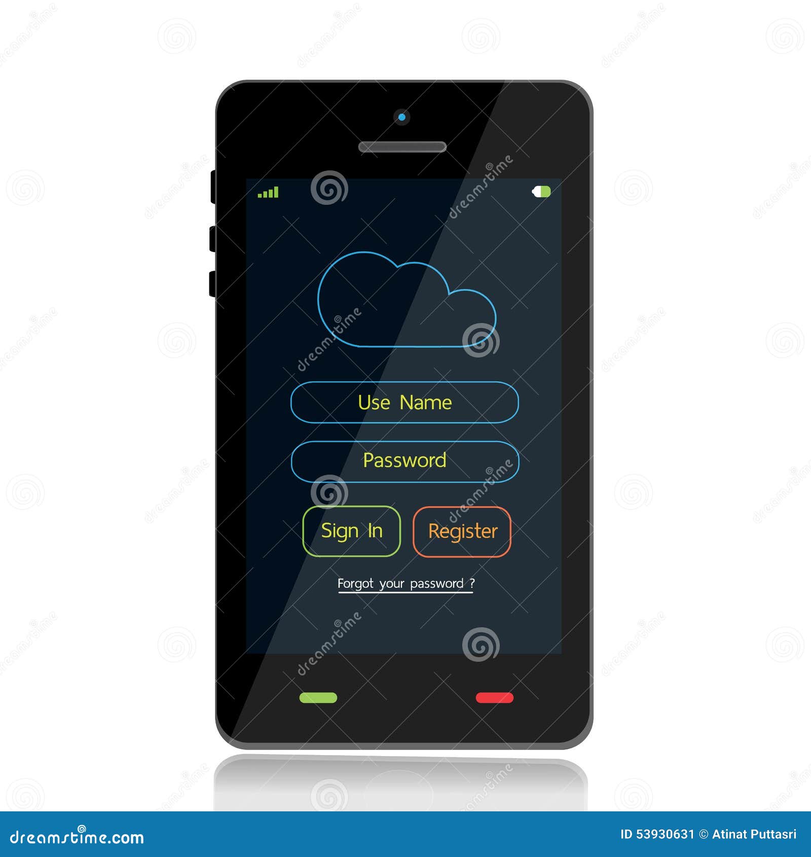 Mobile phone cloud LOGIN stock vector. Illustration of phone - 53930631