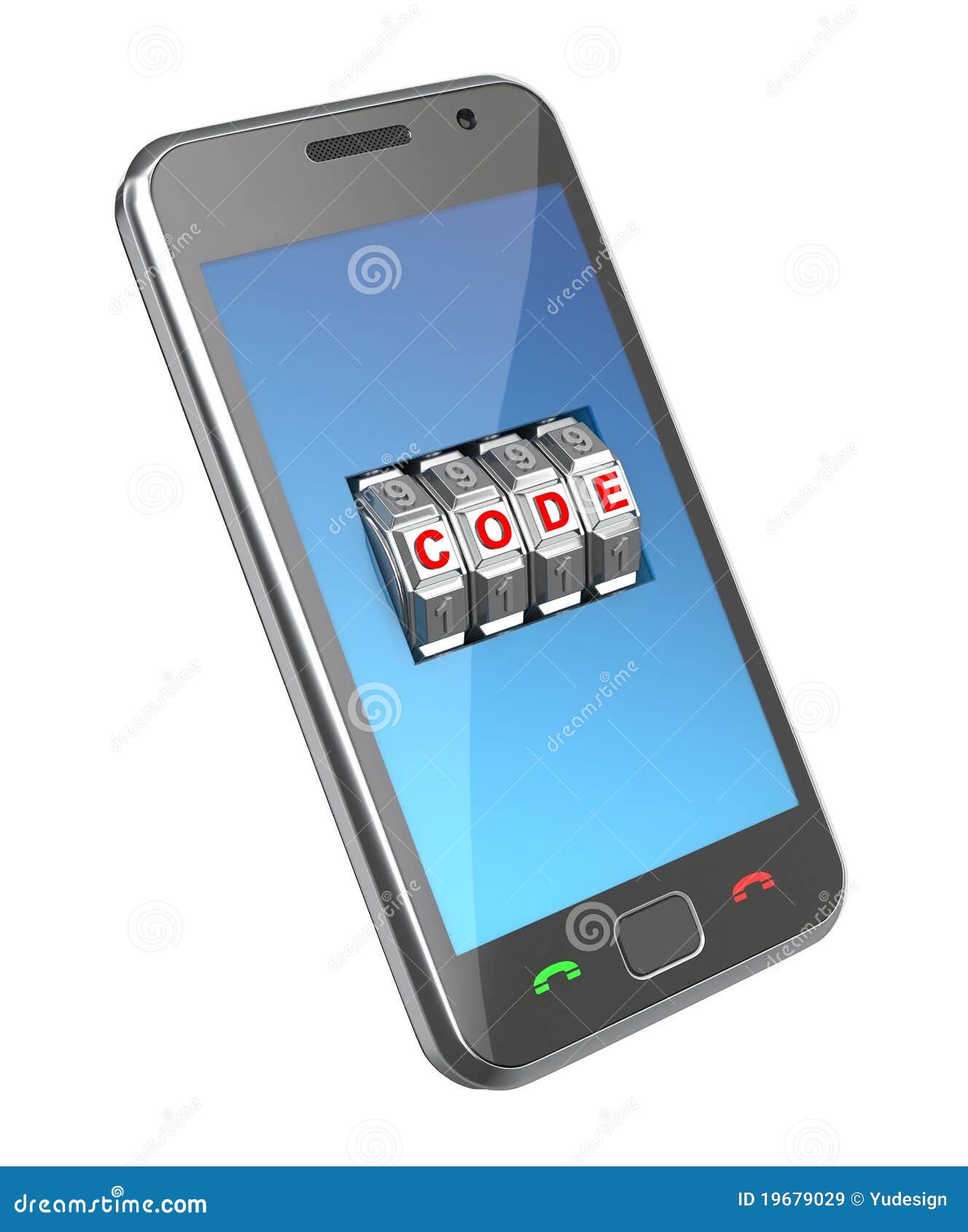 Mobile Phone with Code Mechanism Stock Illustration - Illustration of ...