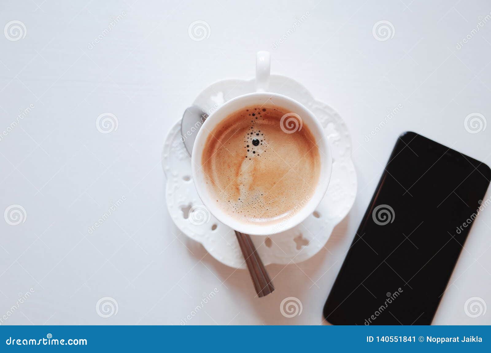 Mobile Phone with Coffee on a Table Stock Image - Image of black ...