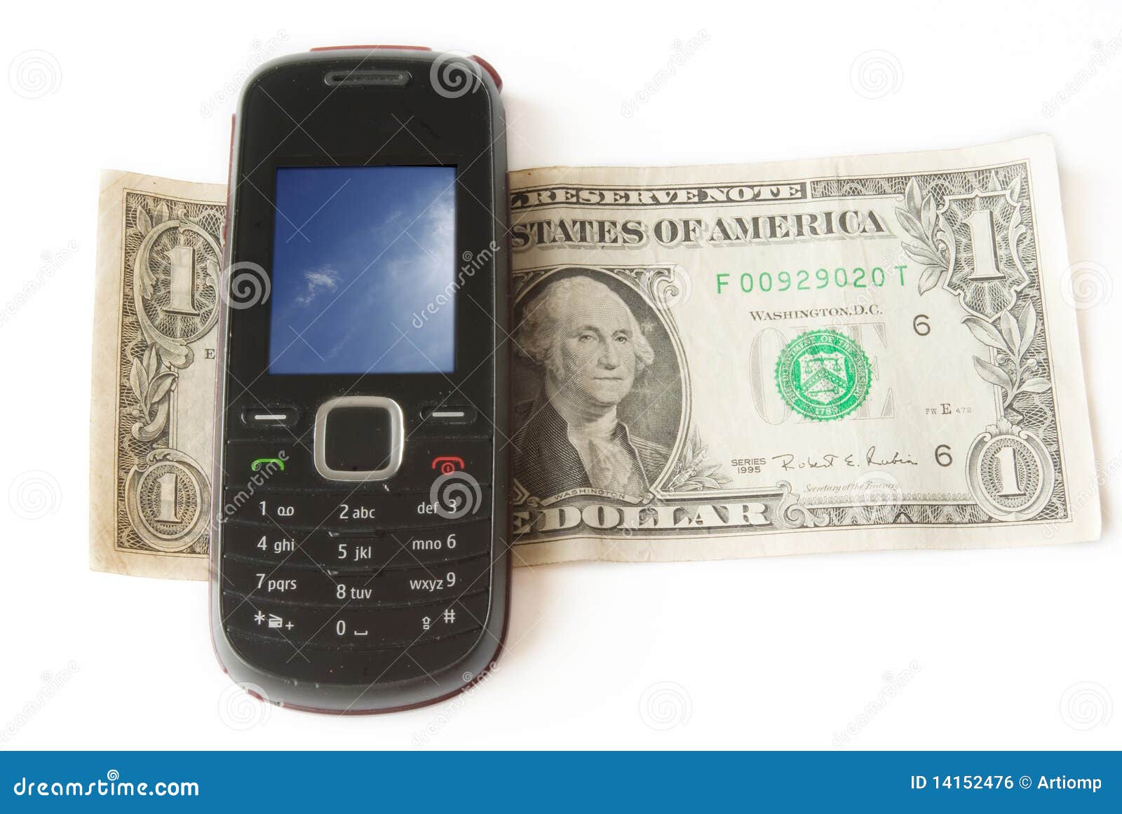 Mobile Phone with Coins and Dollar Banknotes Stock Photo - Image of ...