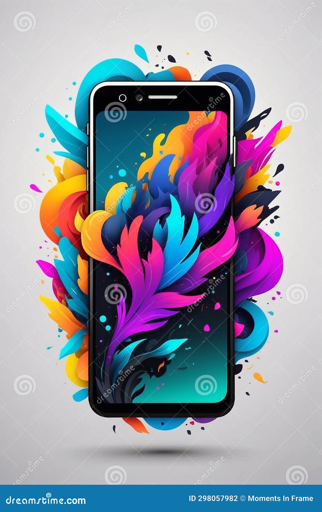 Mobile Phone with Colorful Abstract Background Stock Illustration ...