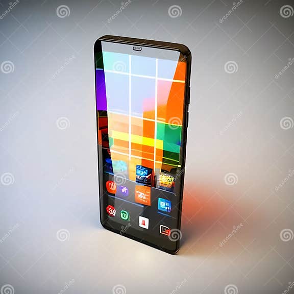 Mobile Phone with Colorful Apps on the Screen (3d Render Stock ...