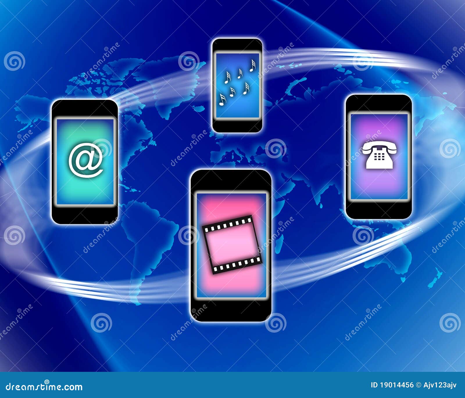 Mobile Phone Communication stock illustration. Illustration of earth ...