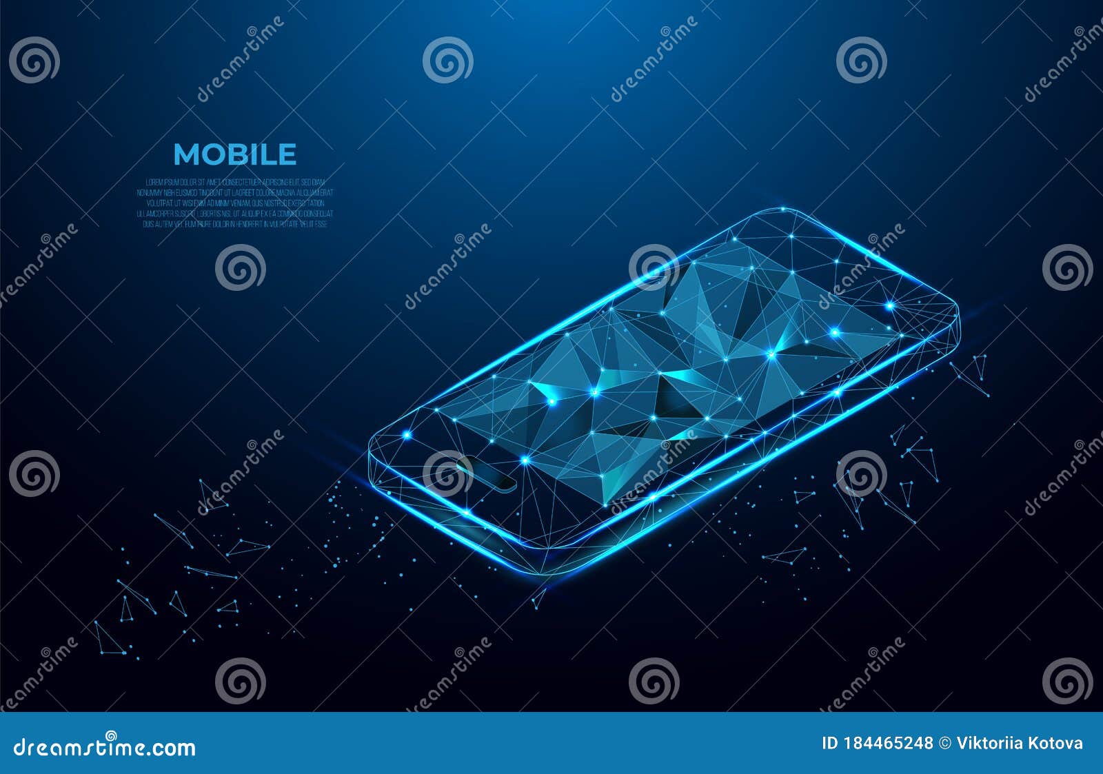 Mobile Phone. Communication App Smartphone Concept. Abstract Low-poly ...