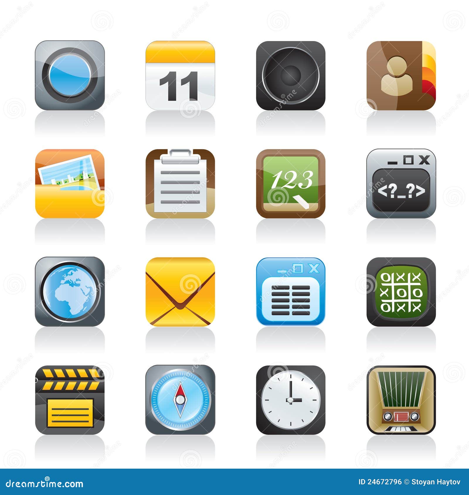 Mobile Phone and Communication Icons Stock Vector - Illustration of ...