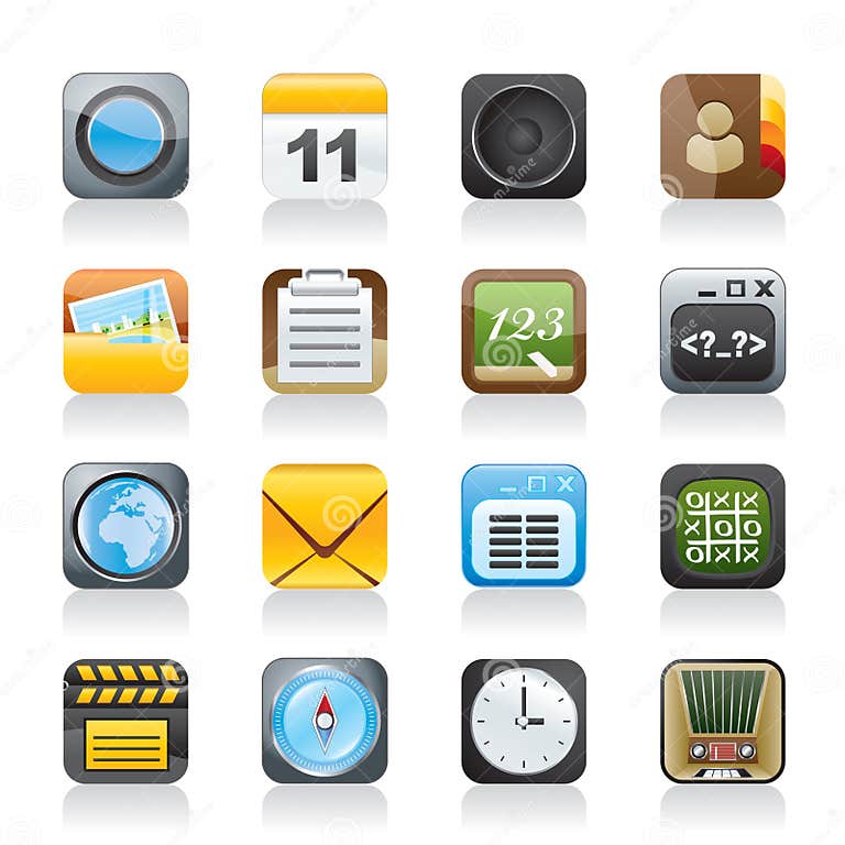 Mobile Phone and Communication Icons Stock Vector - Illustration of ...