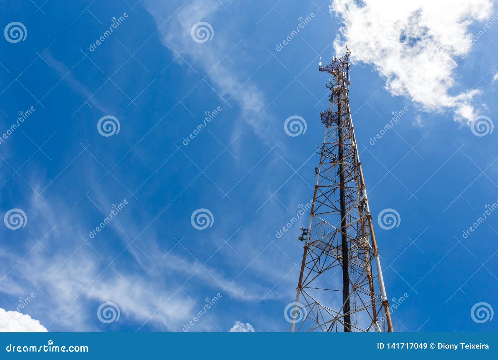 Mobile Phone Communication Repeater Antenna Tower, with Blue Sky and ...