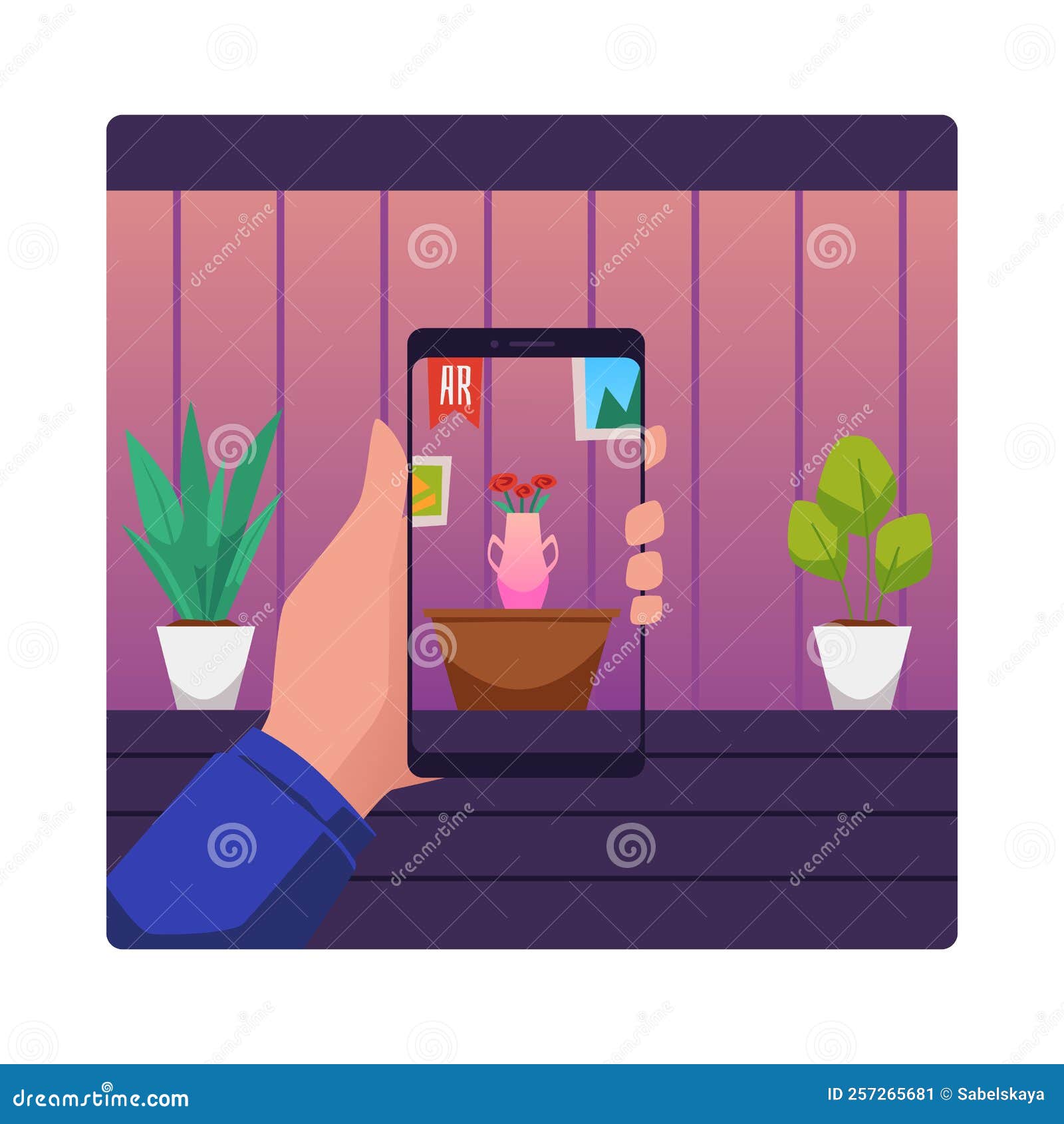 Mobile Phone with Computer Generated Reality on the Screen, Concept of ...