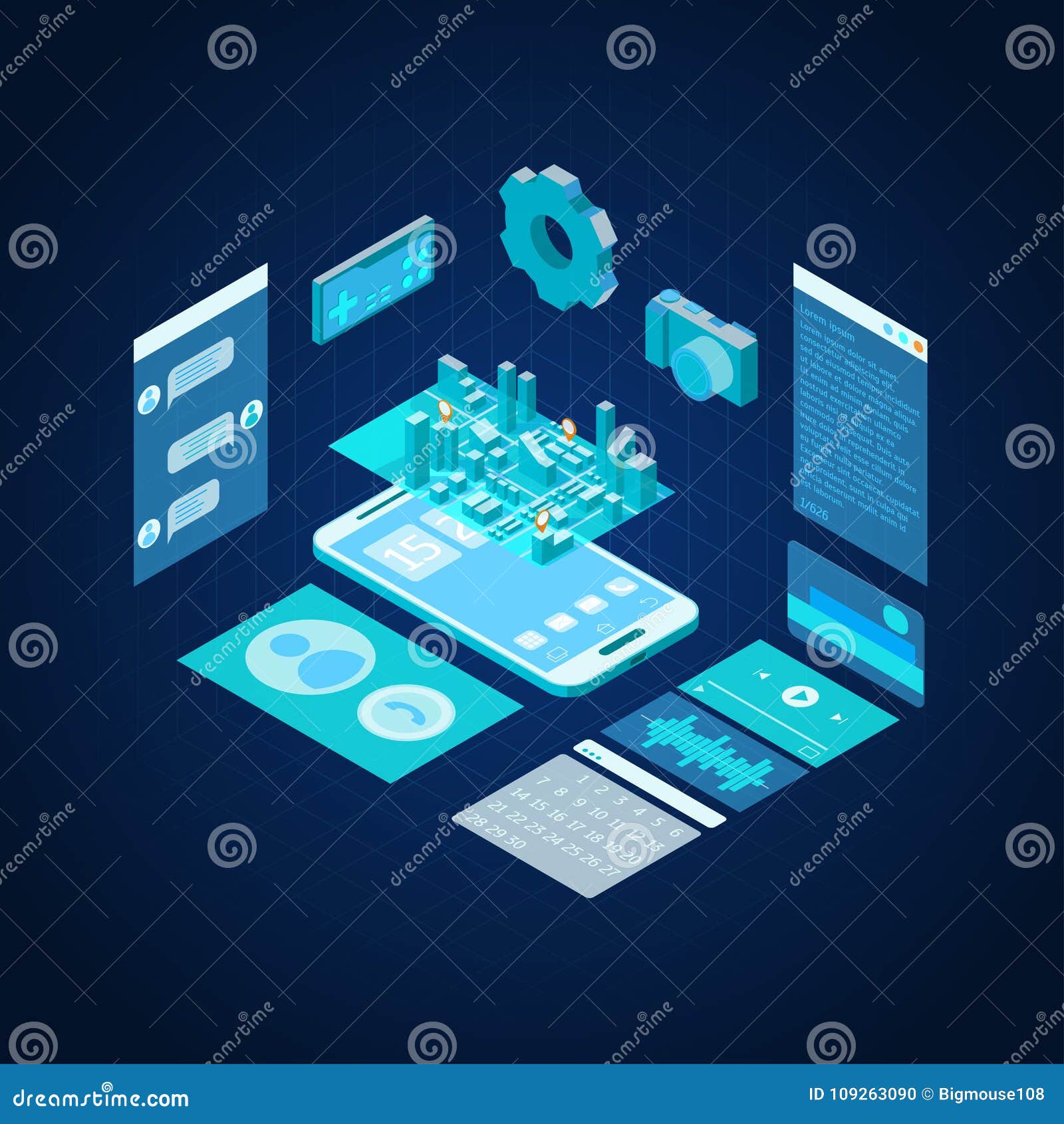 Mobile Phone Concept 3d Isometric View. Vector Stock Vector ...
