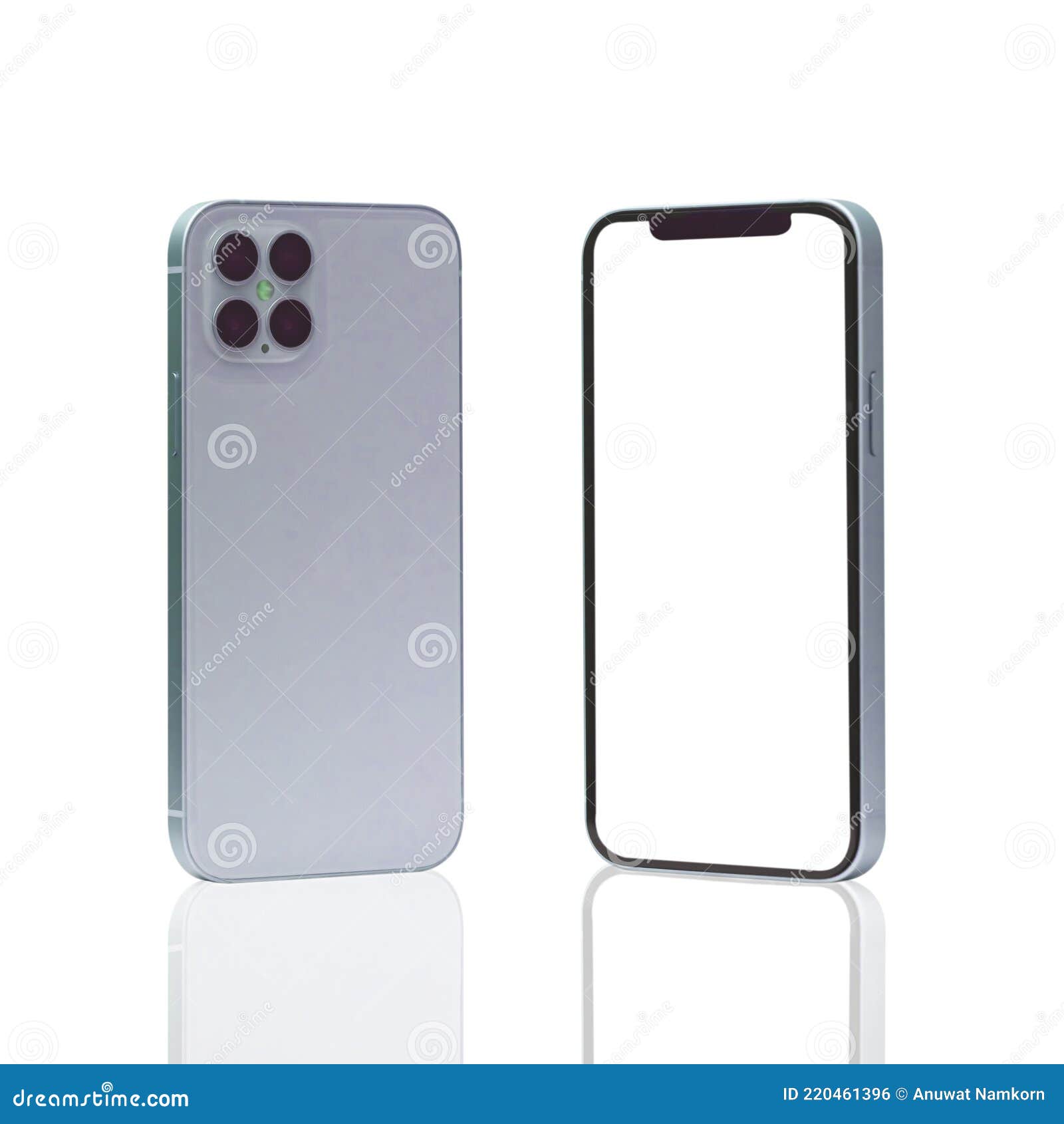 Mobile Phone Concept, Front View and Back Side with Isolate on ...