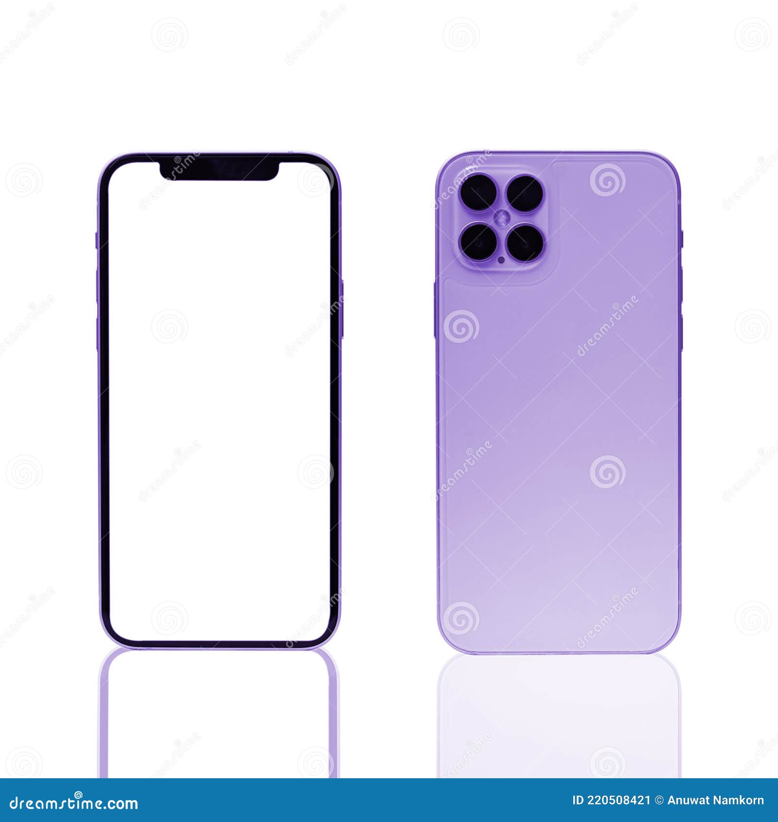 Mobile Phone Concept, Front View and Back Side with Isolate on ...