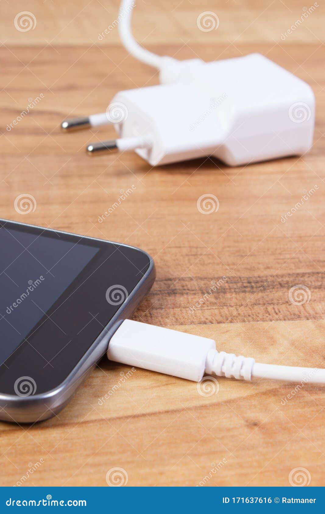 Mobile Phone with Connected Plug of Charger, Smartphone Charging Stock ...