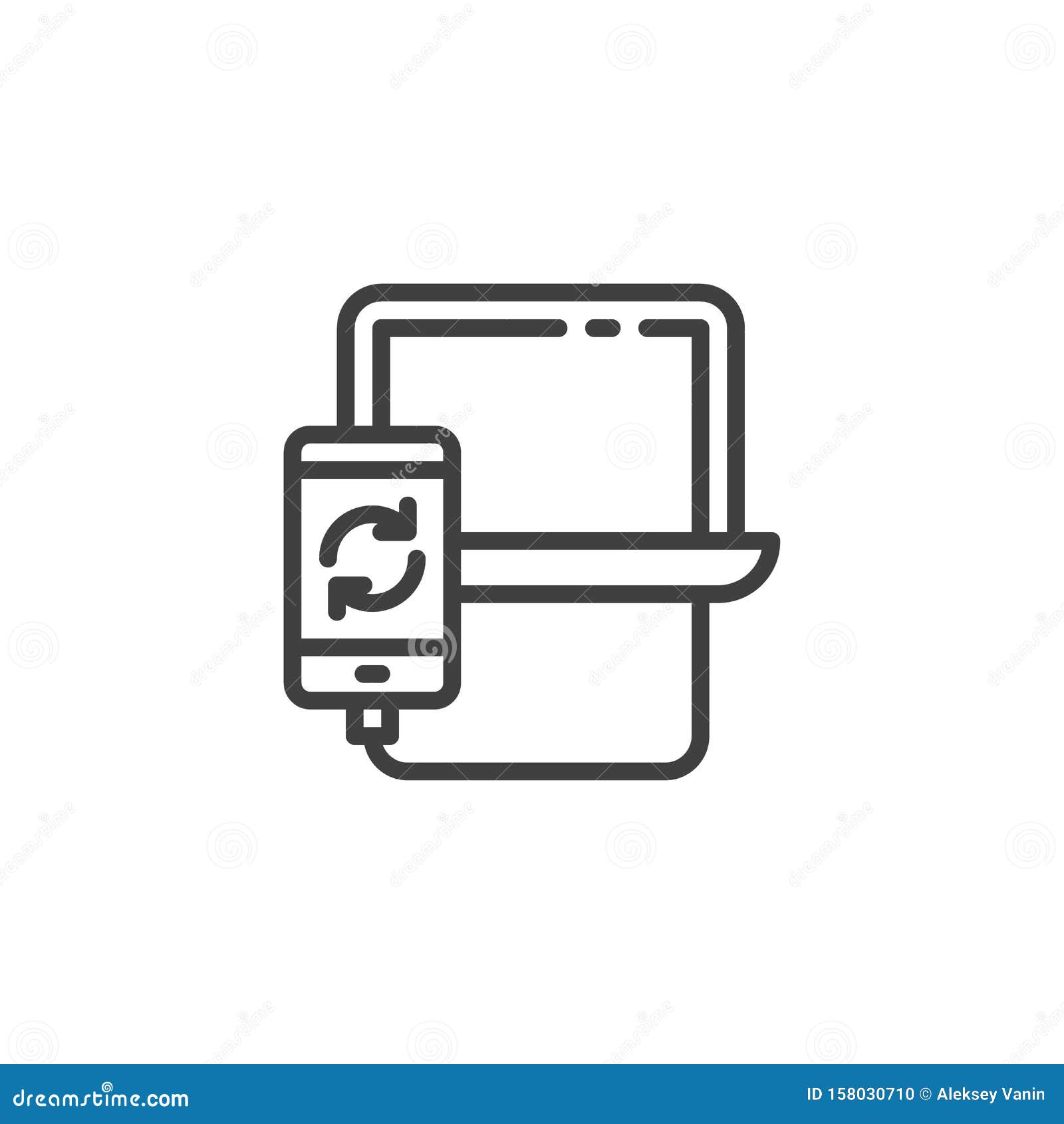 Mobile Phone Connected To Laptop Line Icon Stock Vector - Illustration ...