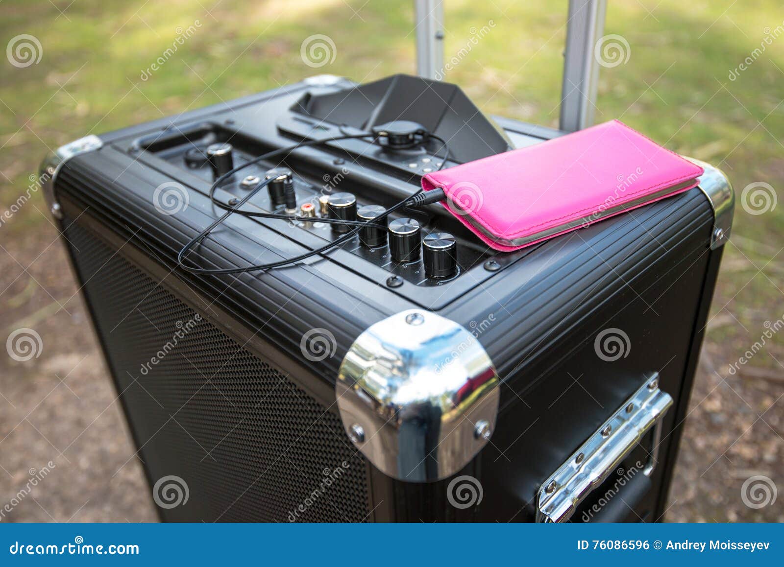 Mobile Phone Connected To Portable PA Sound System Stock Photo - Image ...