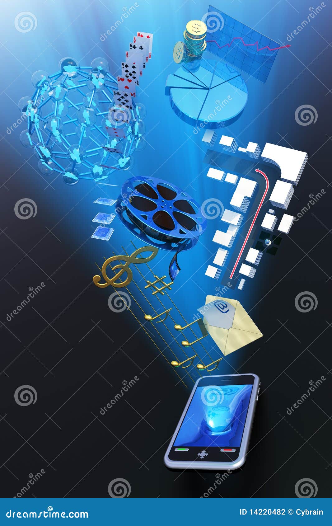 Mobile phone content stock illustration. Illustration of blue - 14220482